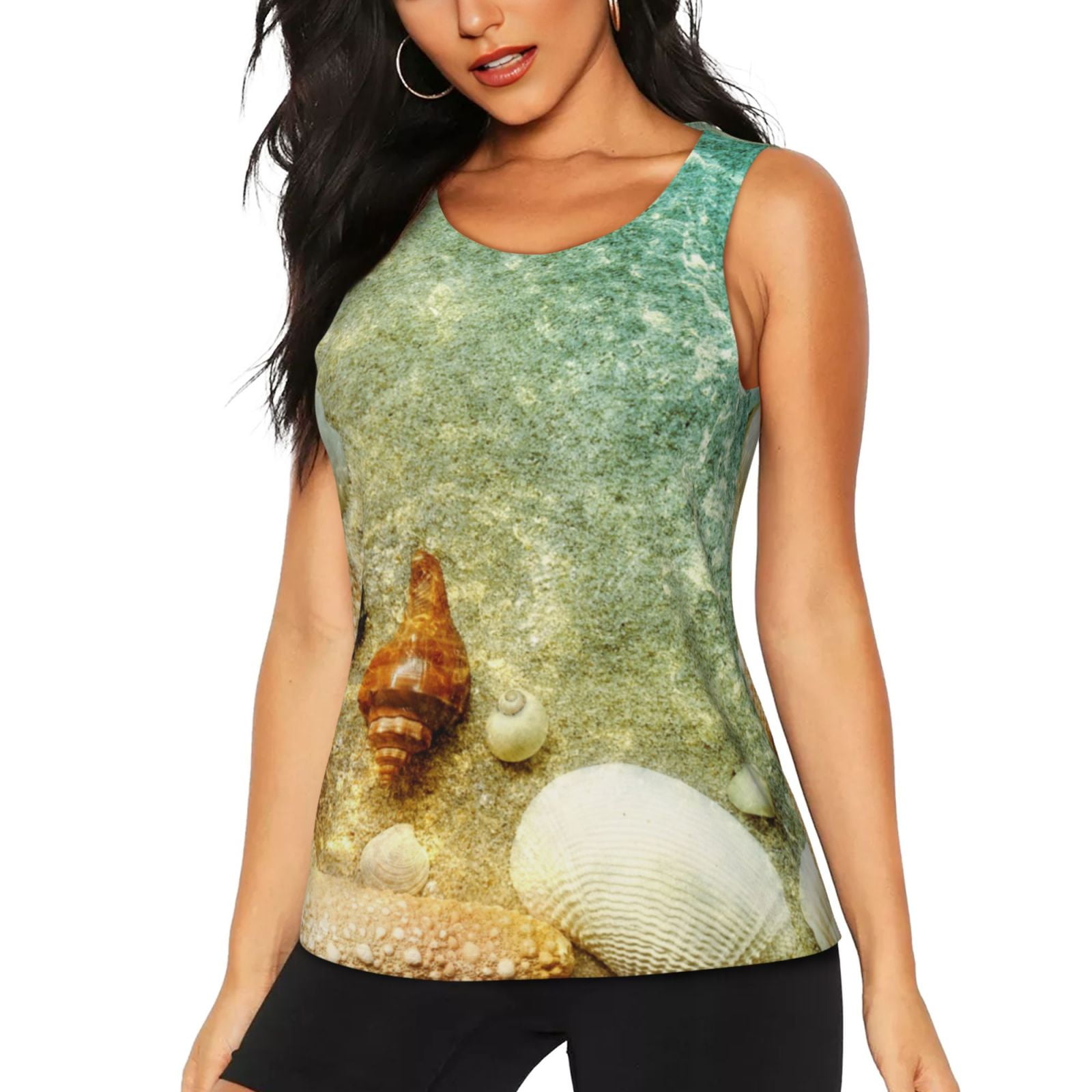 Cauagu Starfish And Seashell for Women's Workout Tank Tops Sleeveless ...