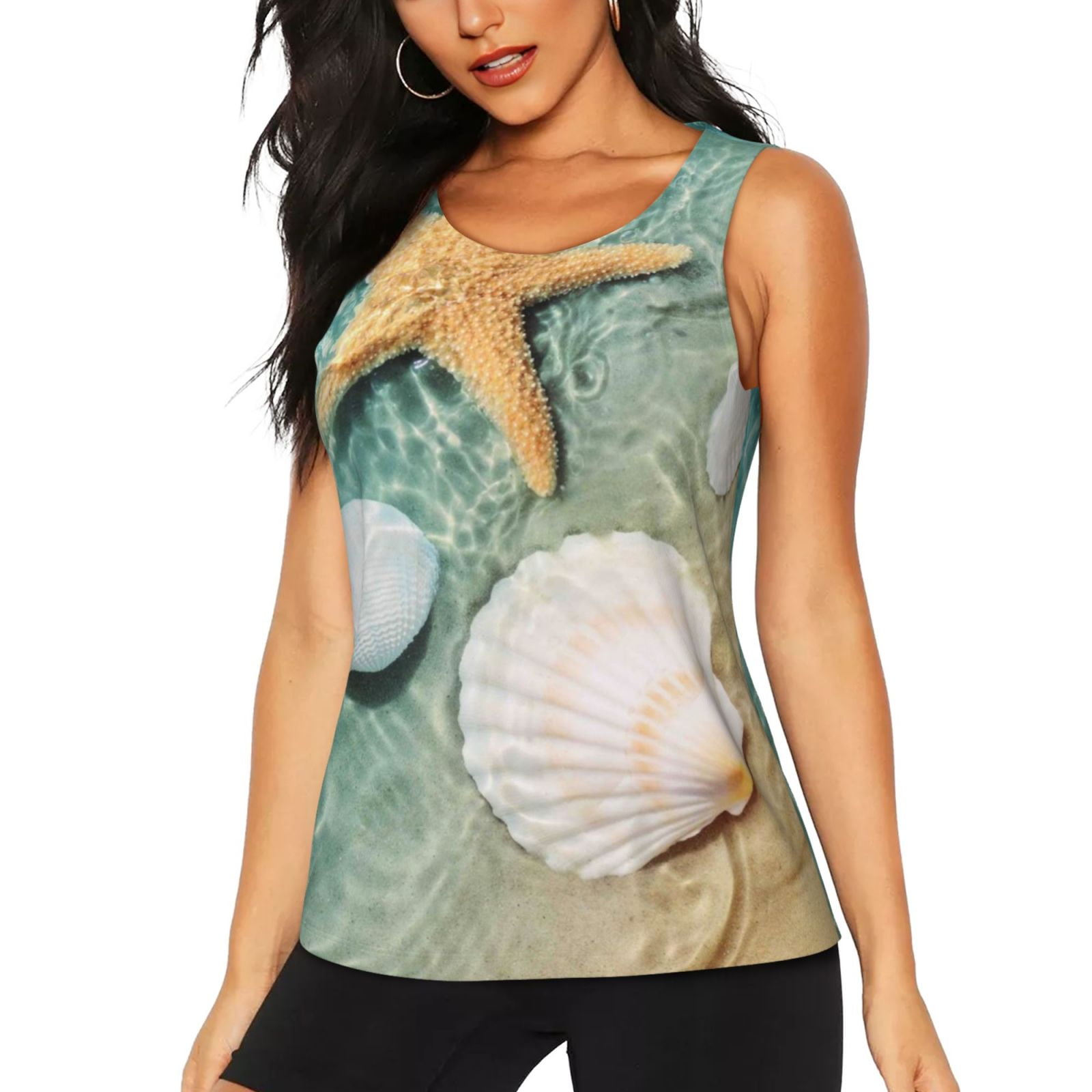 Cauagu Starfish And Seashell for Women's Workout Tank Tops Sleeveless ...