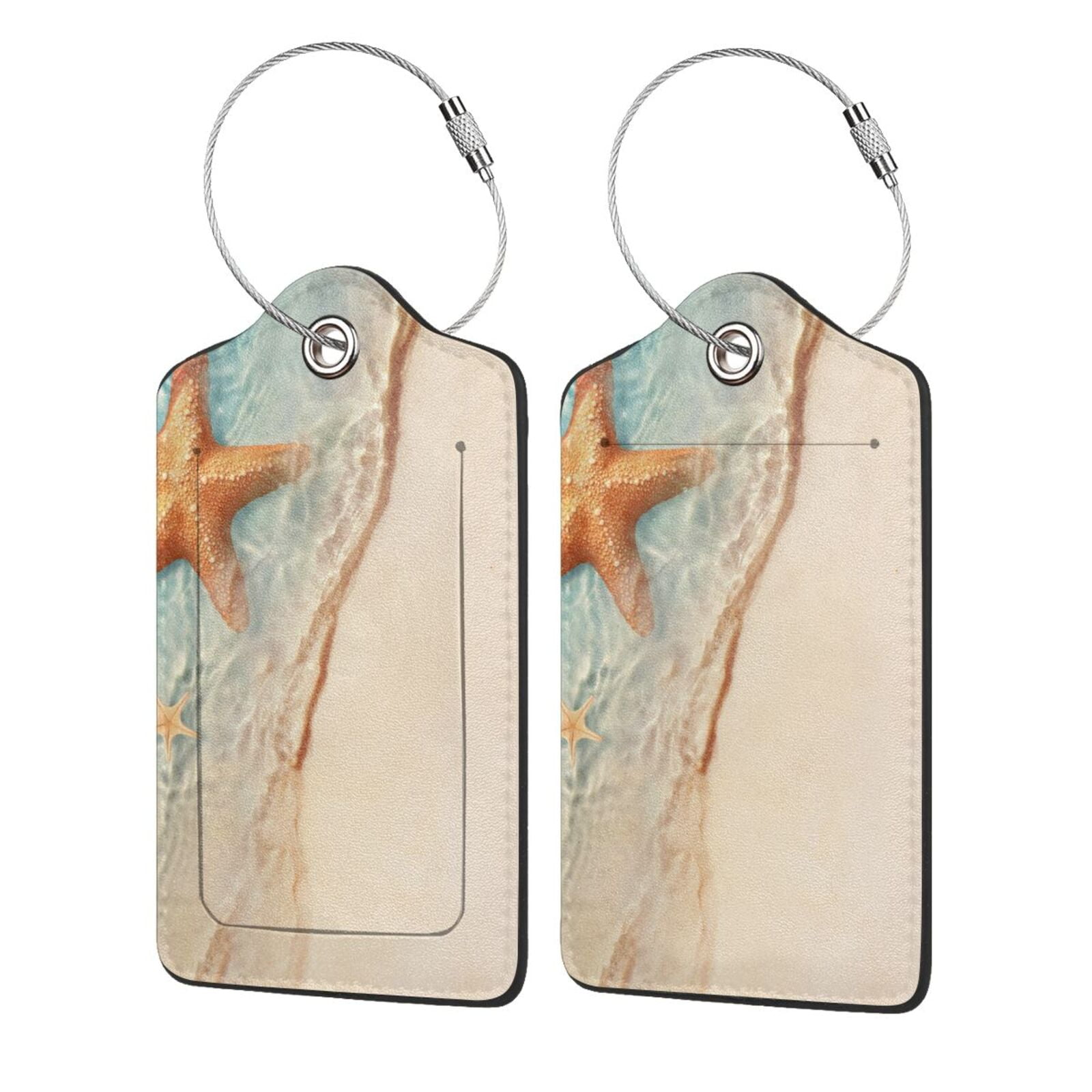 Cauagu Starfish On The Sand Beach Pattern Luggage Tags,Leather Luggage ...