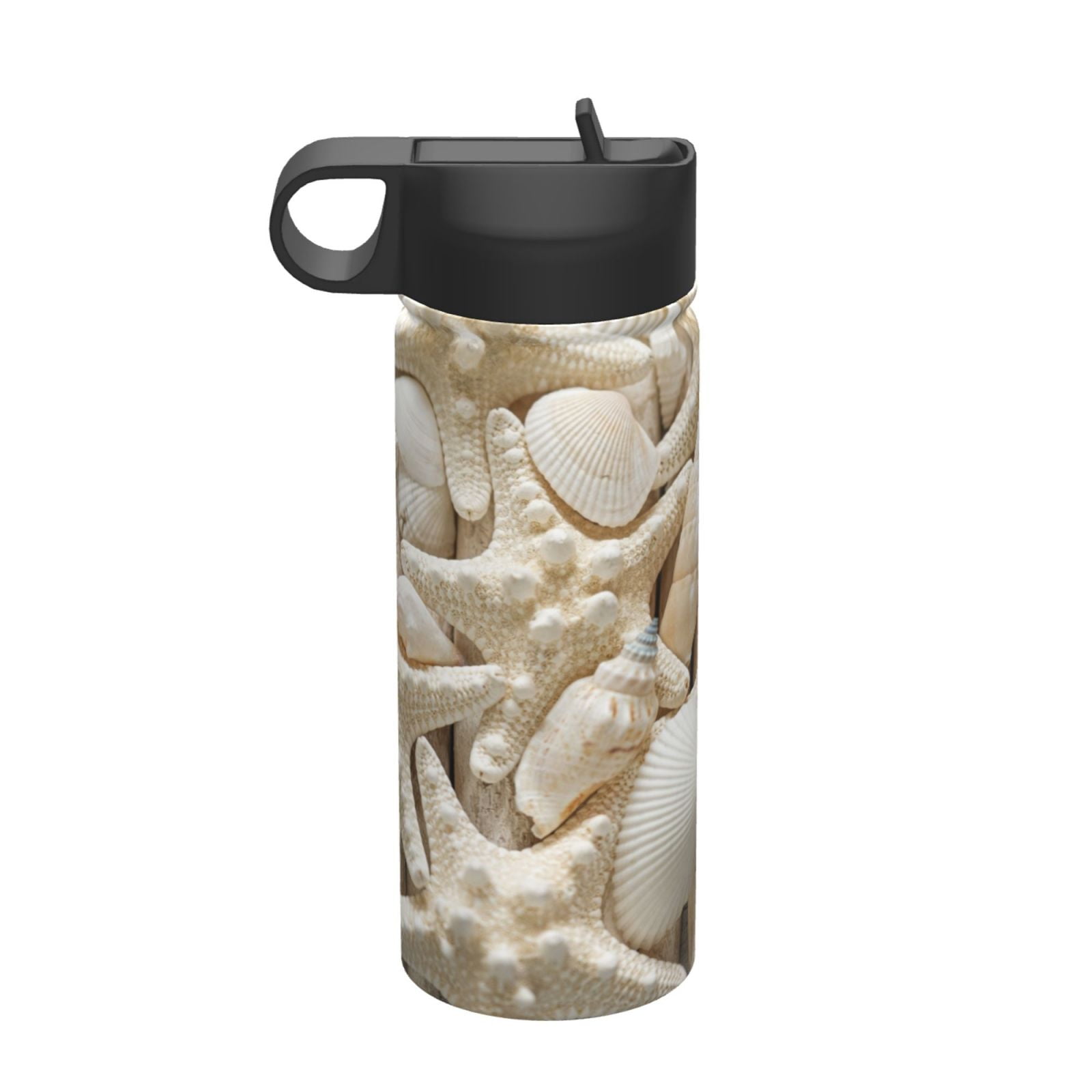 Cauagu Starfish and Sea Shells for 18 oz Water Bottle With Straw,Stainless Steel Sports Water ...