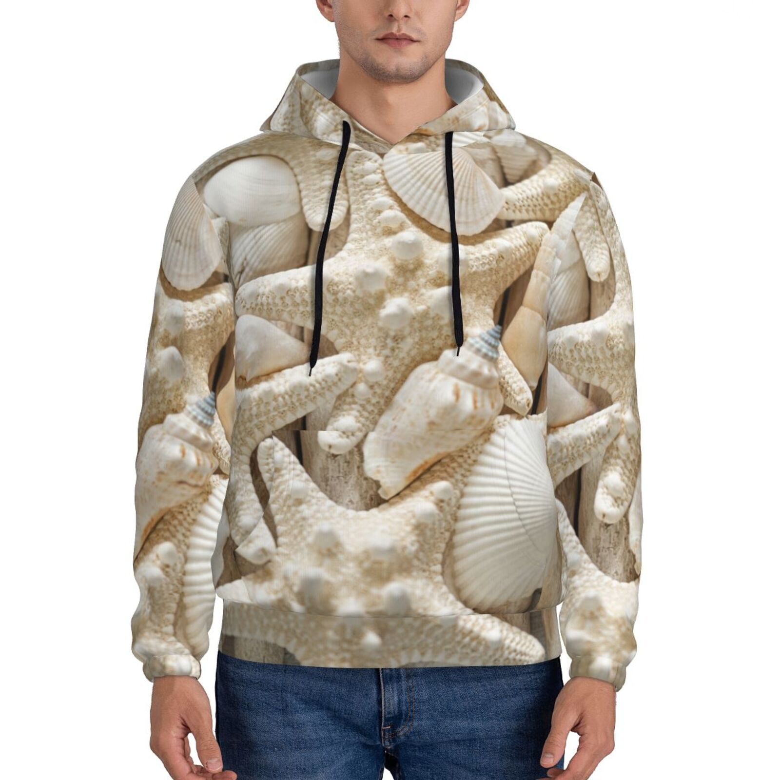 Cauagu Starfish and Sea Shells for Men's Pullover Hooded Sweatshirt ...