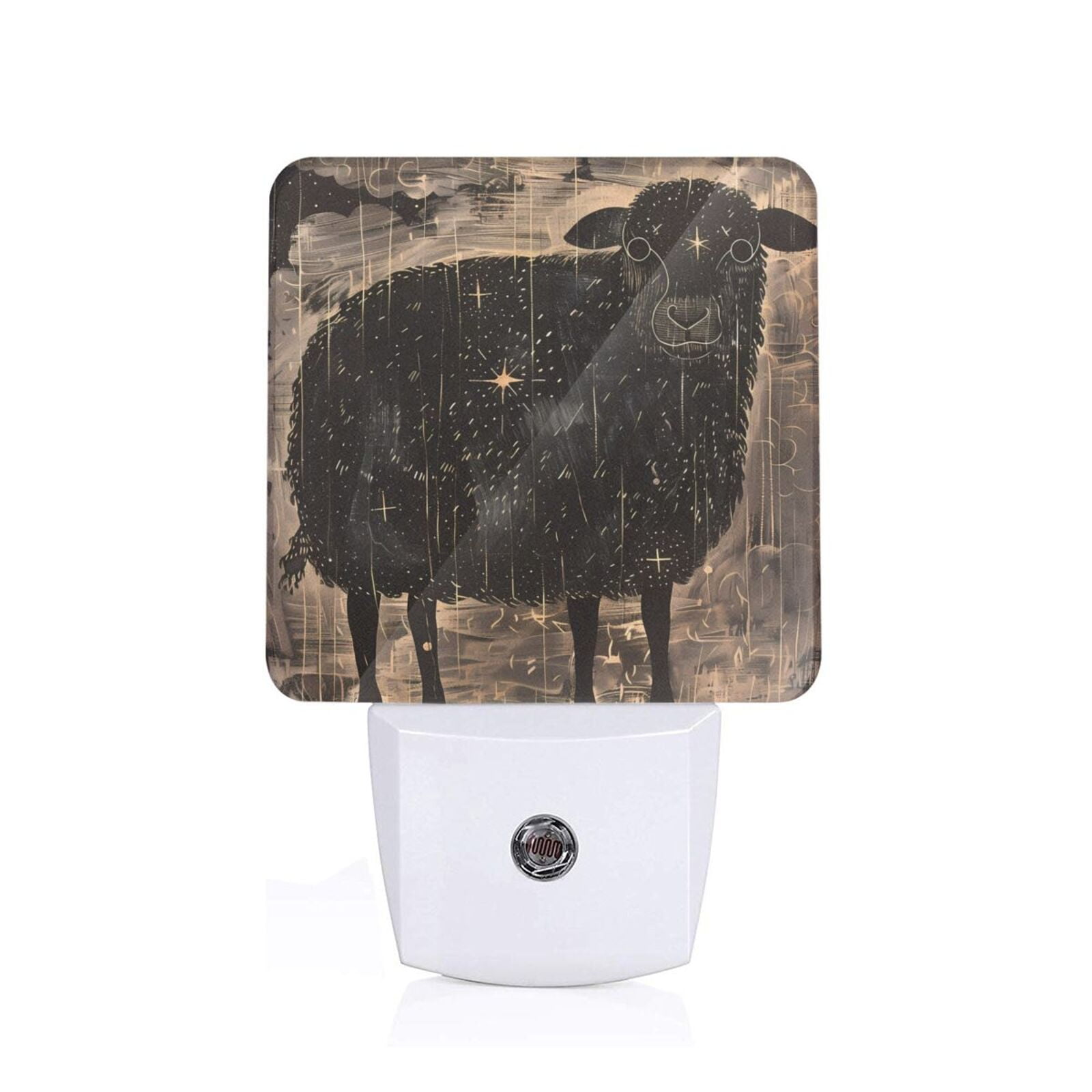 Cauagu Starry Night Black Sheep Print LED Nightlight,0.5W Night Lights ...