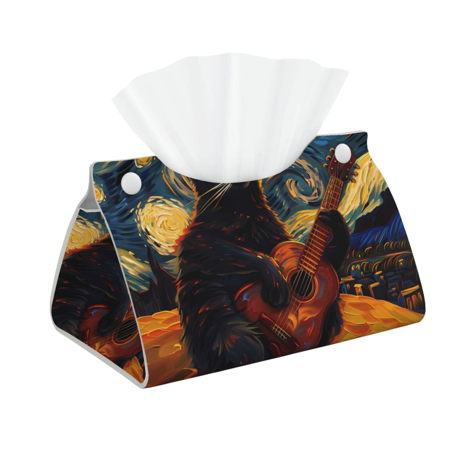 Cauagu Starry Night Cat Guitarist for Large Tissue Box Cover ...
