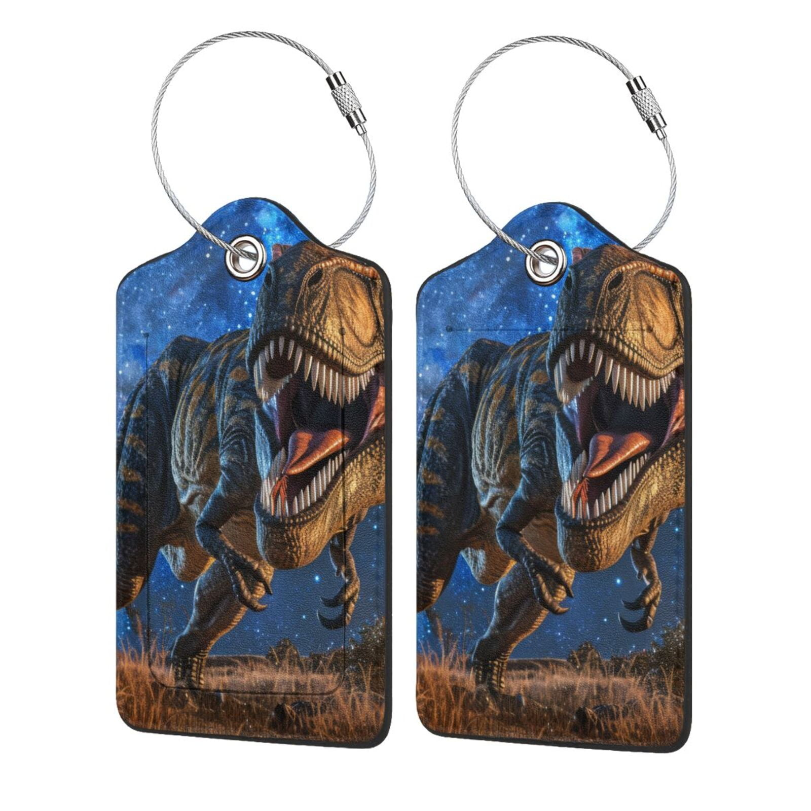 Cauagu Starry Night Charging Dinosaur Pattern Luggage Tags,Leather ...