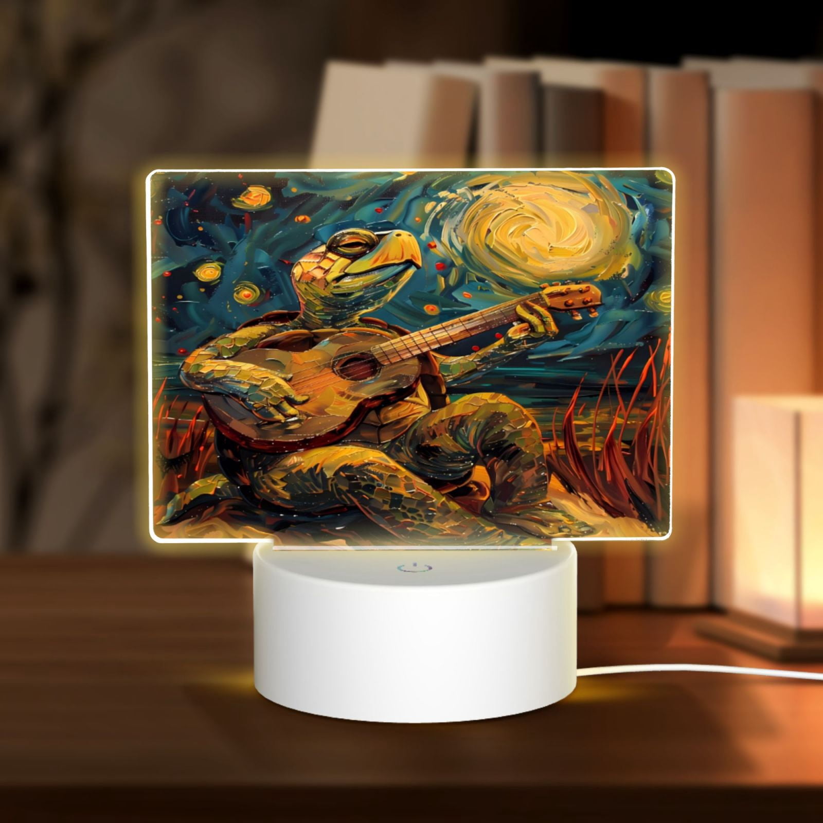 Cauagu Starry Night Guitar Turtle for Rectangle Acrylic Night Light ...