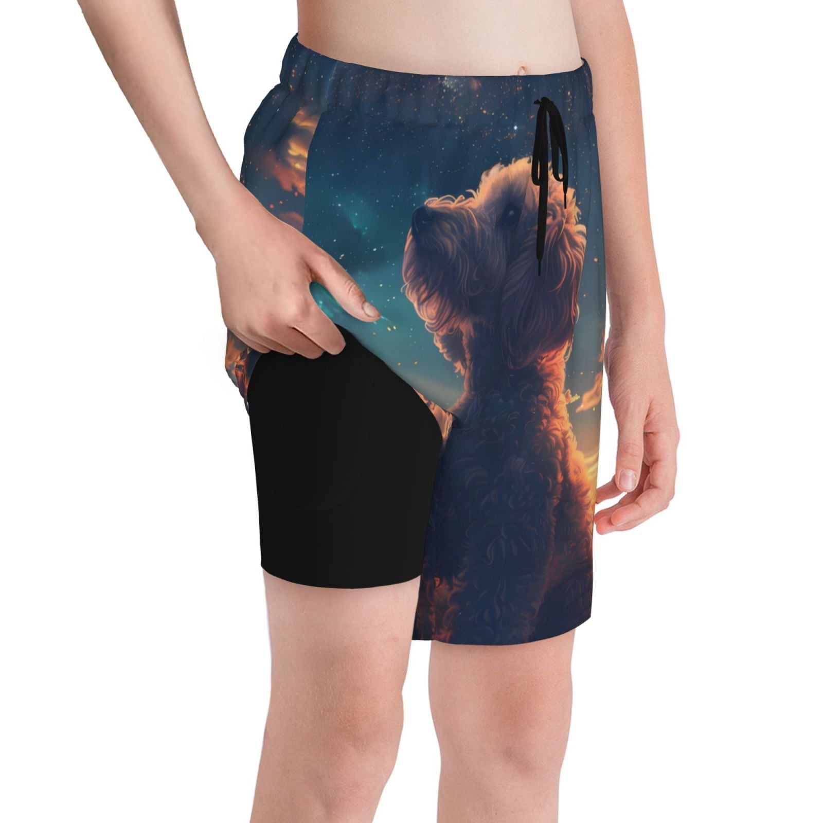 Cauagu Starry Sky Cloud Puppy Print Swim Trunks for Men,Youth Boys Swim ...