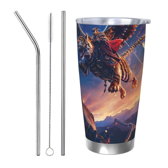 Cauagu Starry Sky Flying Tiger Pattern 20oz Tumbler,Stainless Steel ...