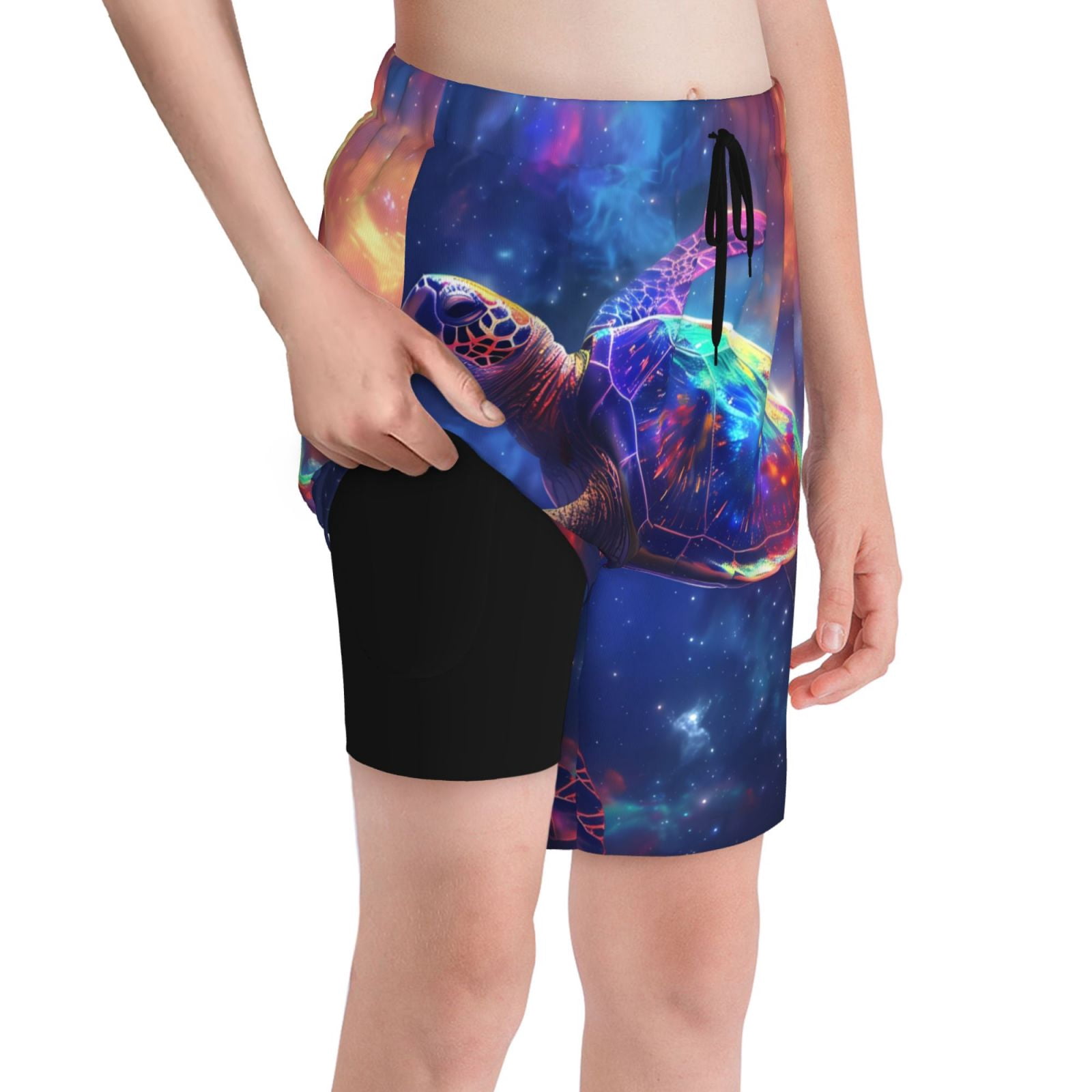 Cauagu Starry Sky Turtle Print Swim Trunks for Men,Youth Boys Swim ...