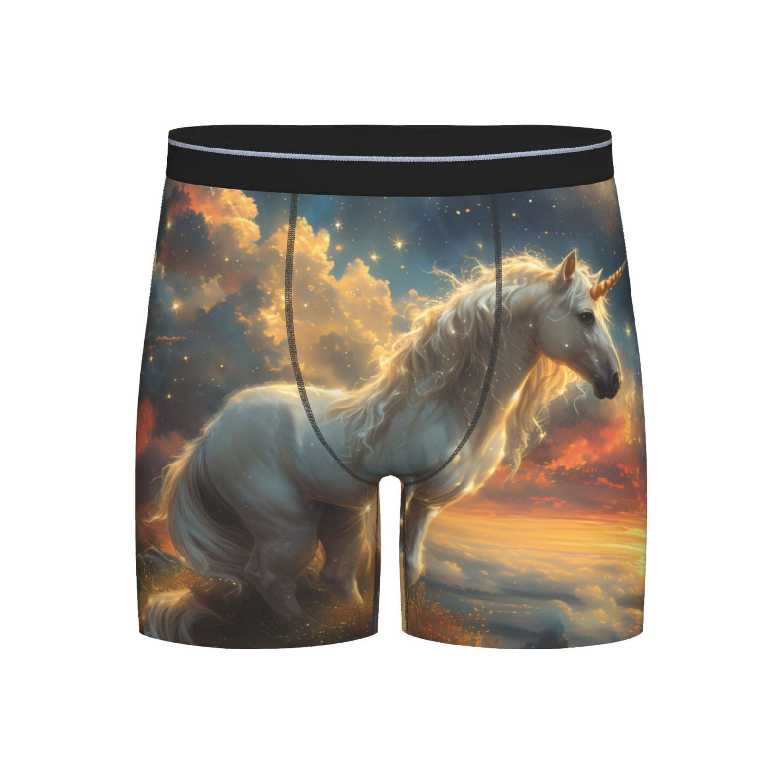 Cauagu Starry Sky White Horse Print Men's Boxer Briefs, Funny & Cute ...