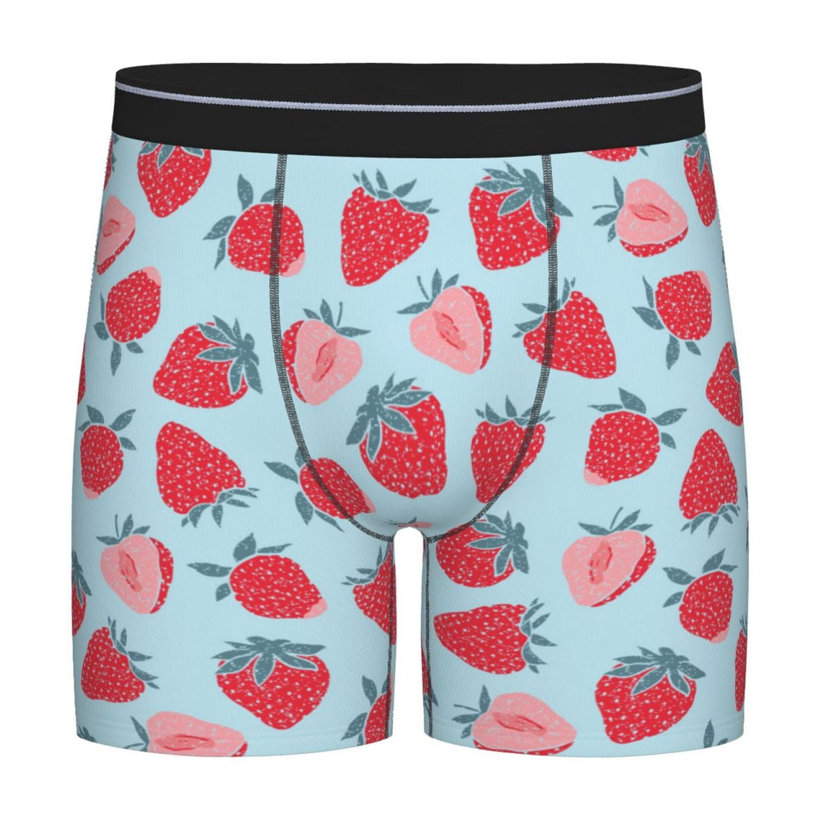 Cauagu Strawberries Print Men's Boxer Briefs, Funny & Cute Underwear ...