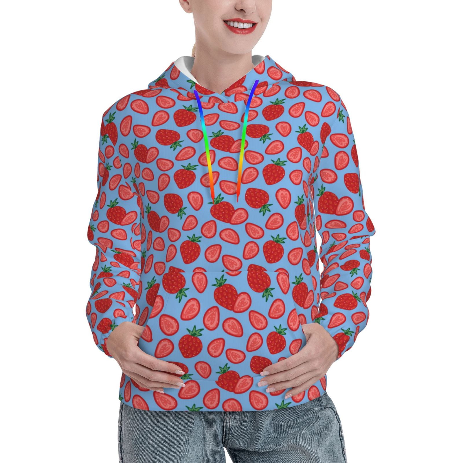 Cauagu Strawberries for Women's Hooded Sweatshirts Pullover Hoodie for ...
