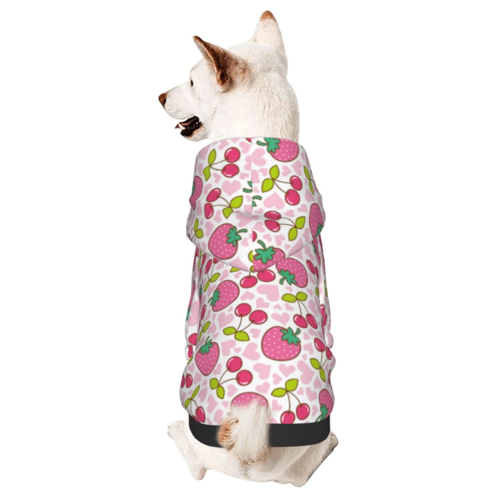 Cauagu Strawberry And Cheery Pattern Winter Pet Hoodie Sweatshirts- Dog ...