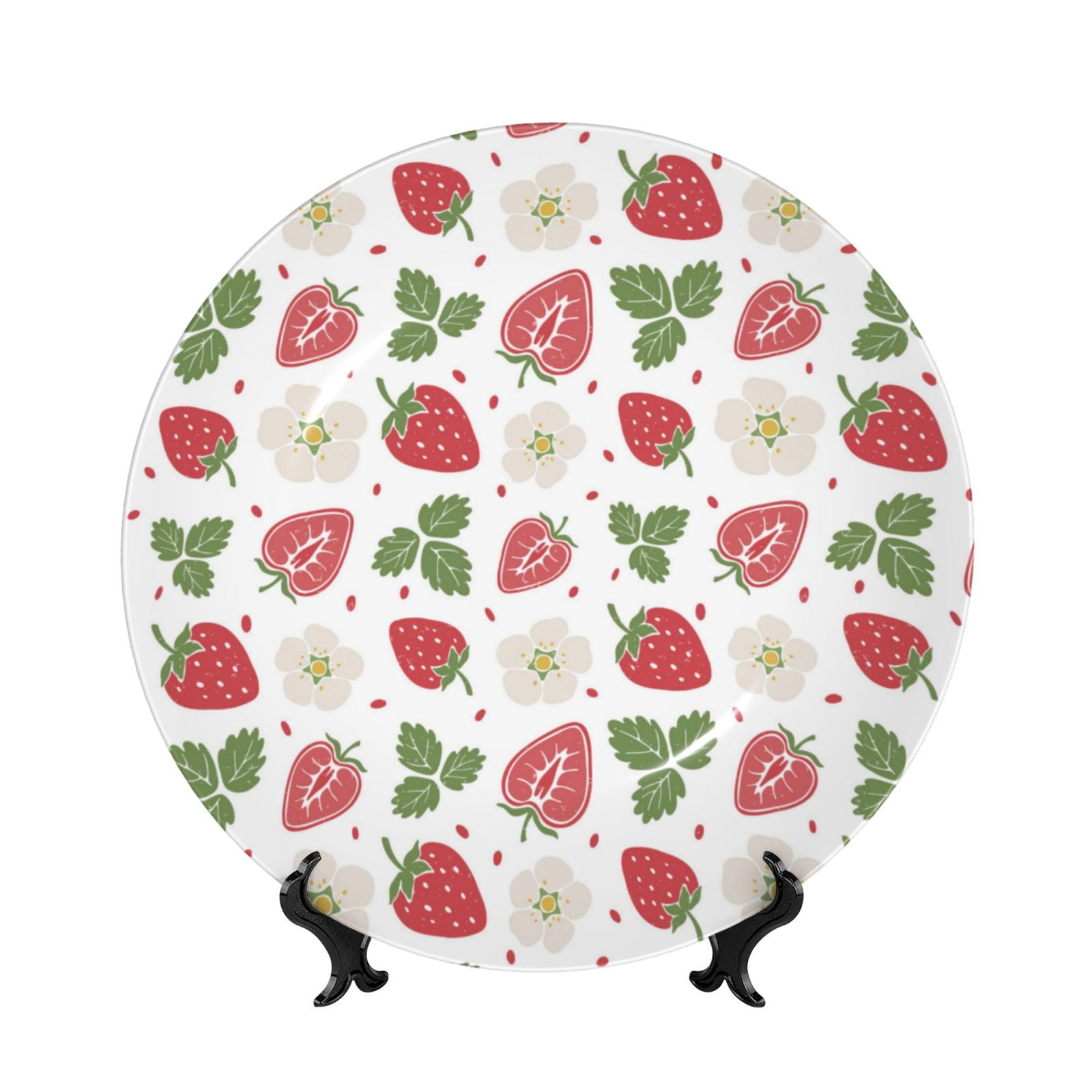 Cauagu Strawberry Print Bone China Decorative Plate, Wall Mount Plate ...