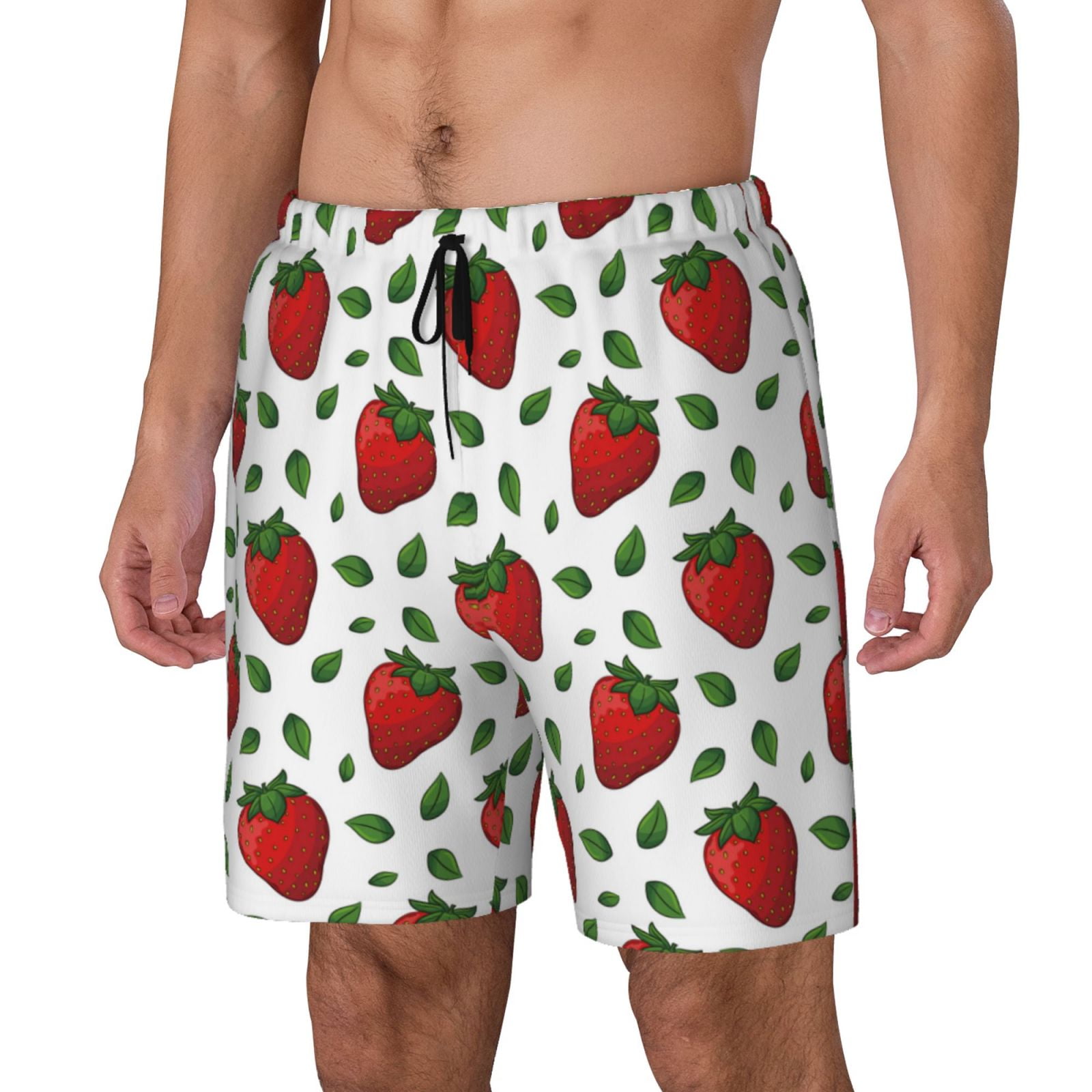 Cauagu Strawberry Print Mens Swim Trunks Quick Dry Board Shorts Swim ...
