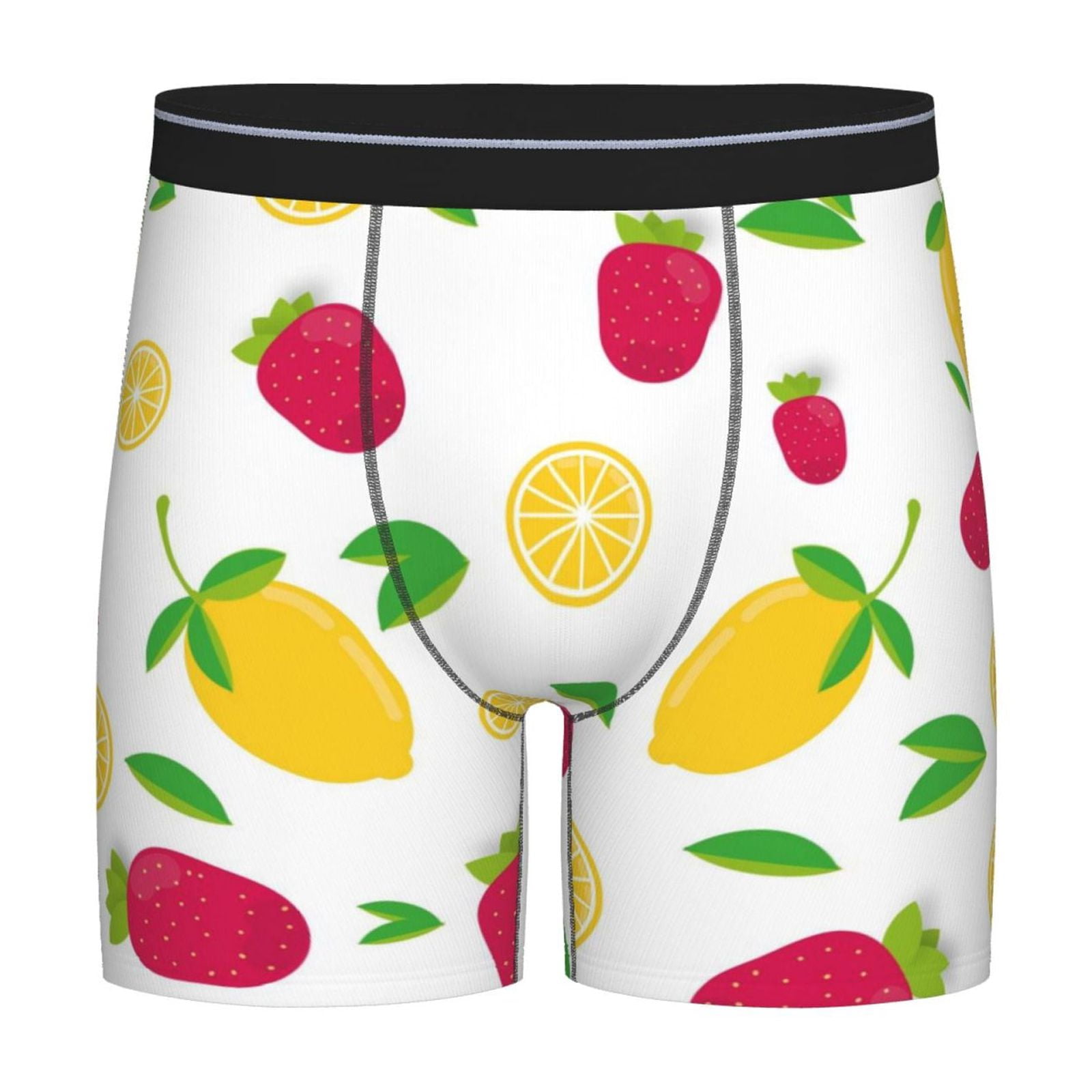 Cauagu Strawberry and Lemon Print Men's Boxer Briefs, Funny & Cute ...