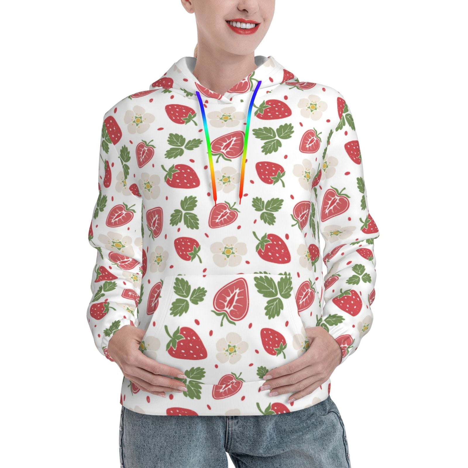Cauagu Strawberry for Women's Hooded Sweatshirts Pullover Hoodie for ...