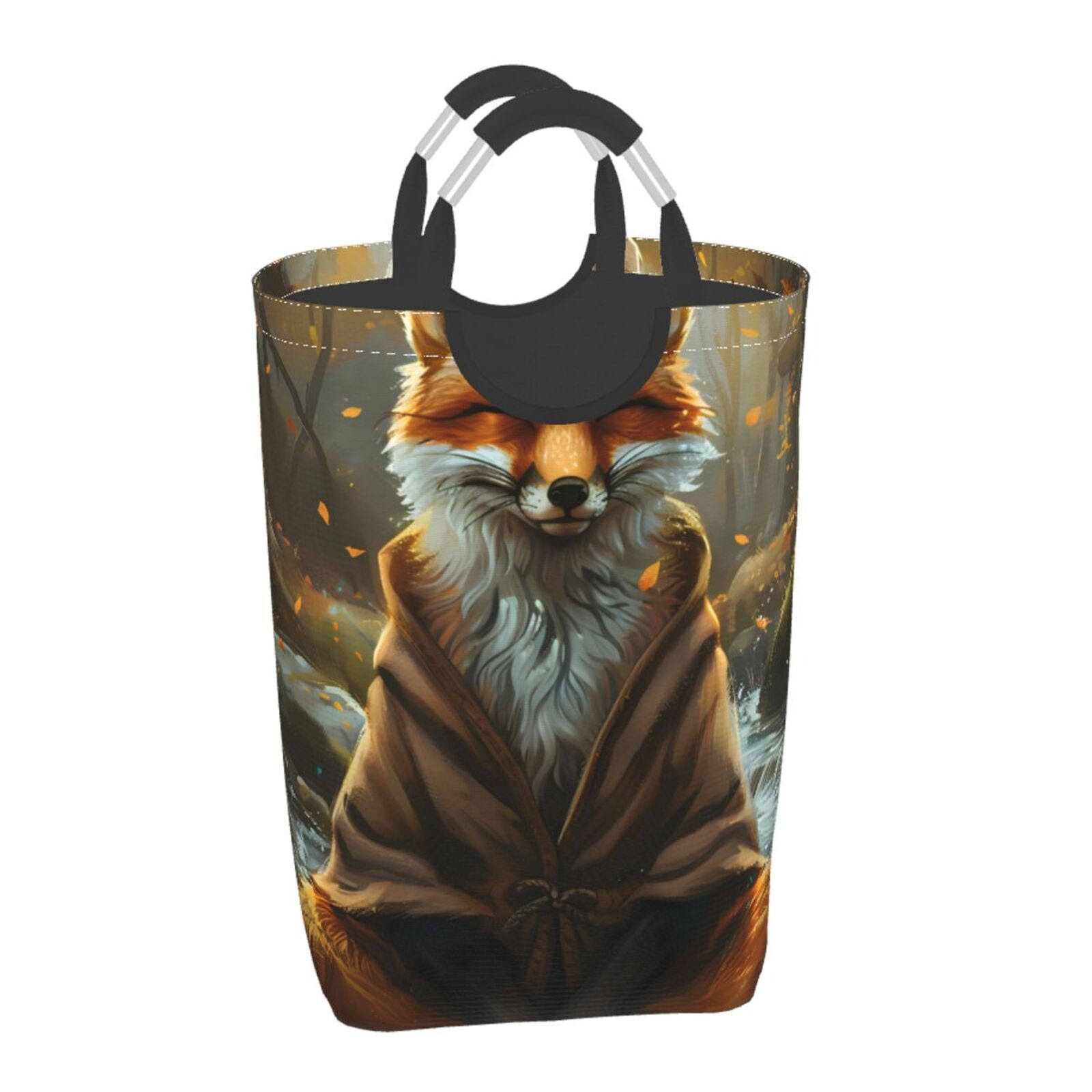 Cauagu Streamside Meditating Fox Print Hamper Basket Bin,Extra Large ...