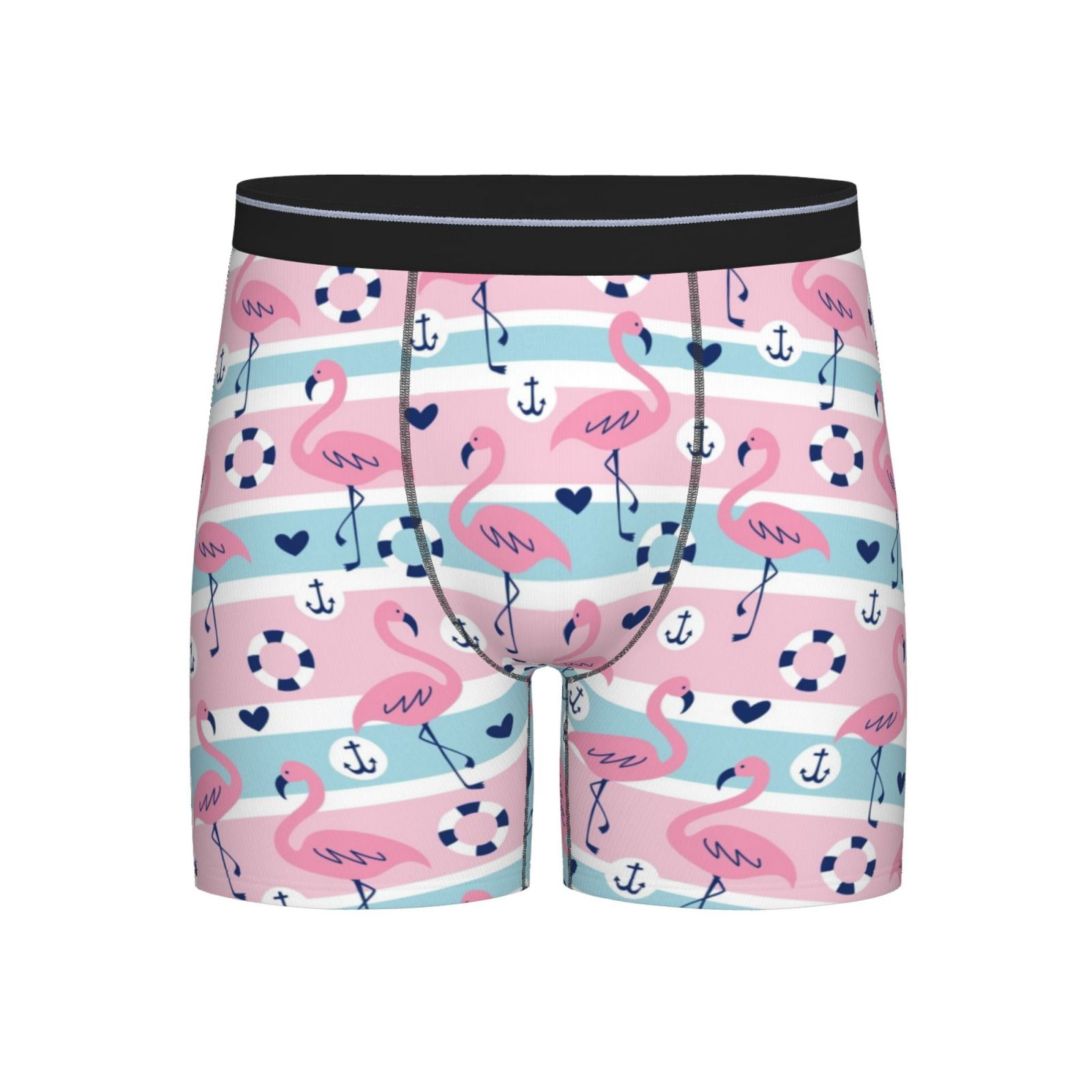 Cauagu Striped Flamingo Print Men's Boxer Briefs, Funny & Cute ...