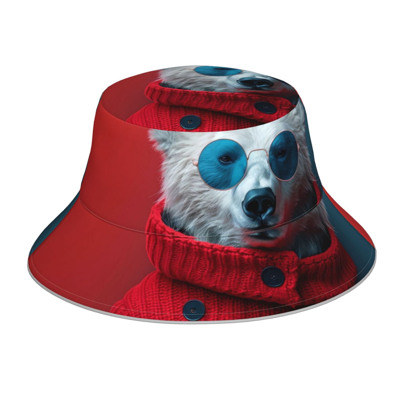 Cauagu Stylish Polar Bear Sunglasses for Unisex Bucket Hat,Outdoor ...