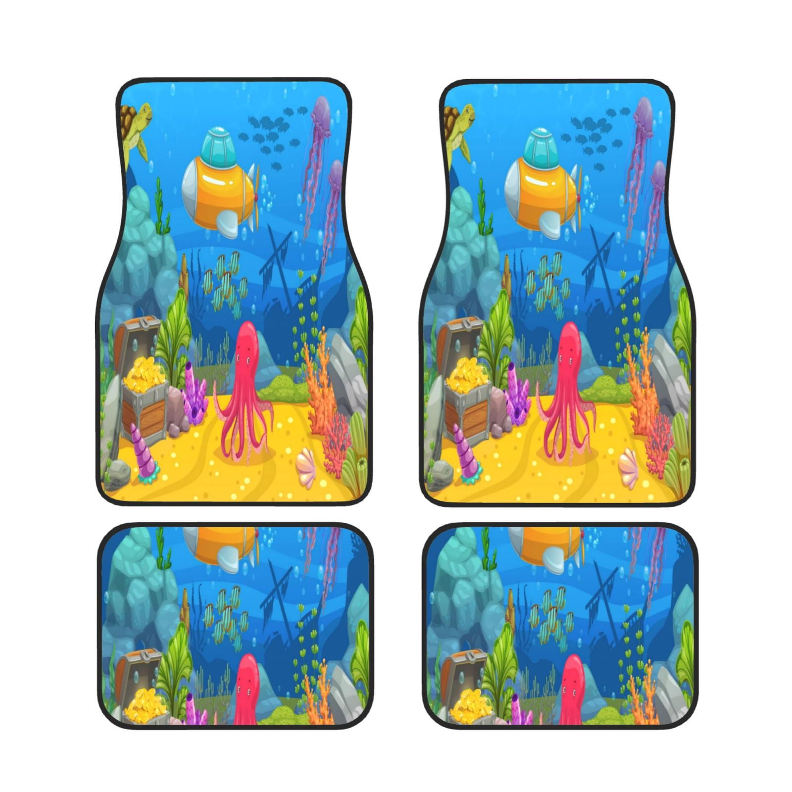 Cauagu Submarine And Landscape Pattern Car Floor Mat Set of 4,Car ...
