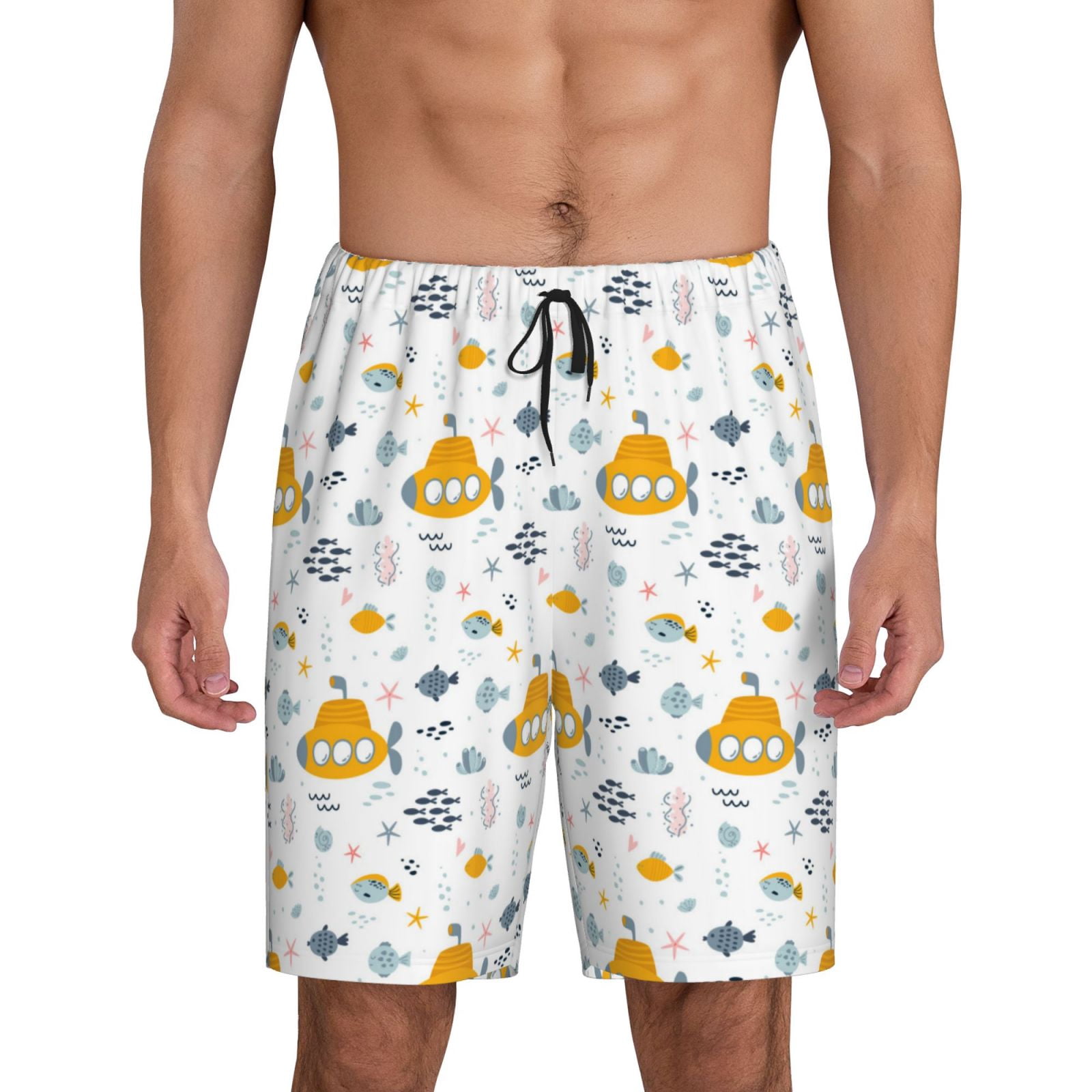Cauagu Submarine Ship Print Pajama Bottoms for Men Sleep Pajama Shorts ...