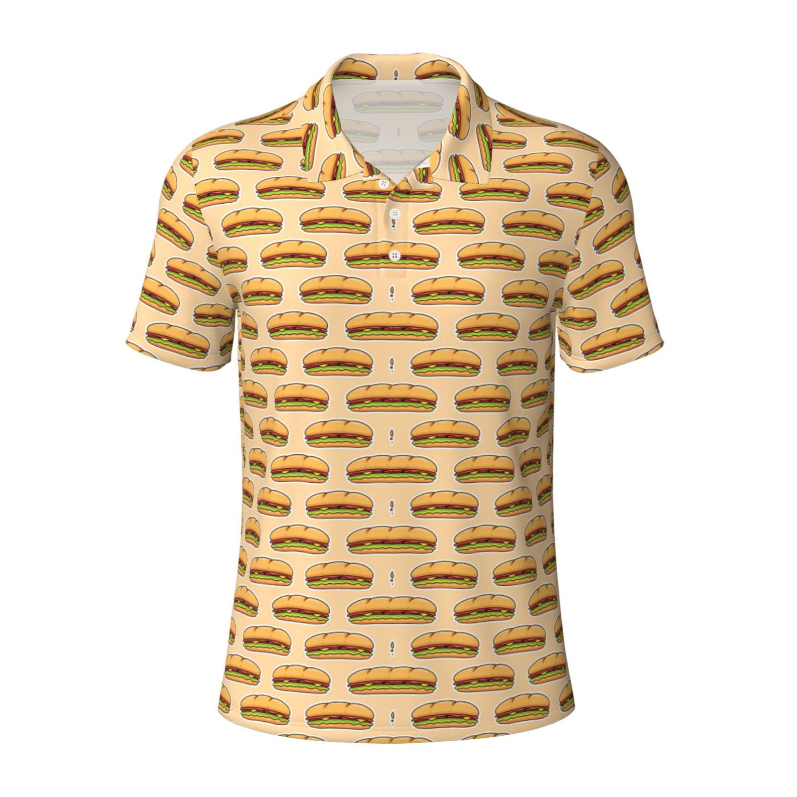 Cauagu Submarine Sub Sandwich Print Men's Polo Shirts, Short-Sleeve ...