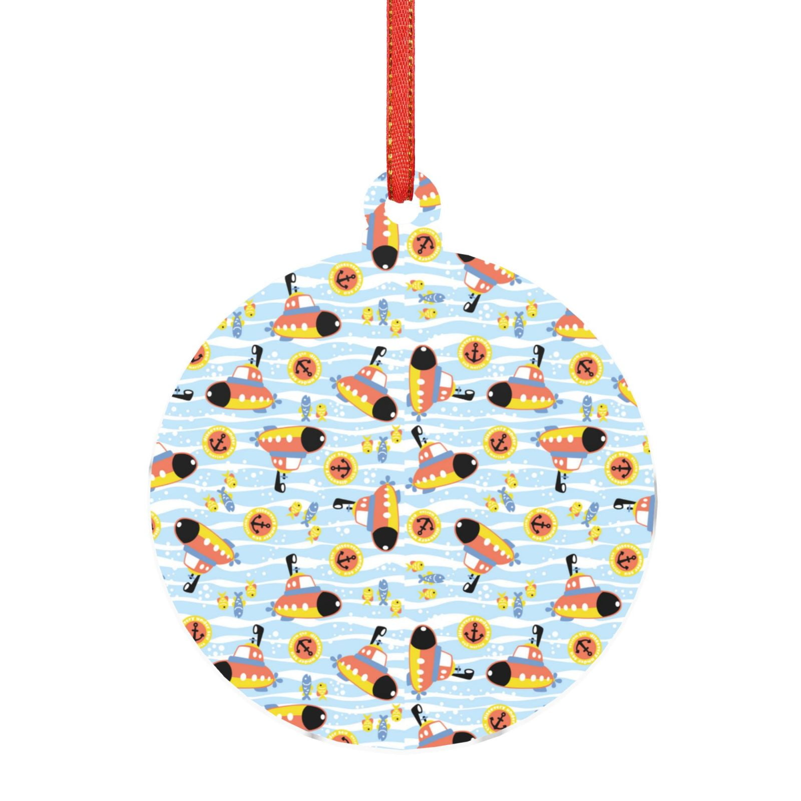 Cauagu Submarine With Fishes Undersea Pattern Acrylic Christmas Pendant ...