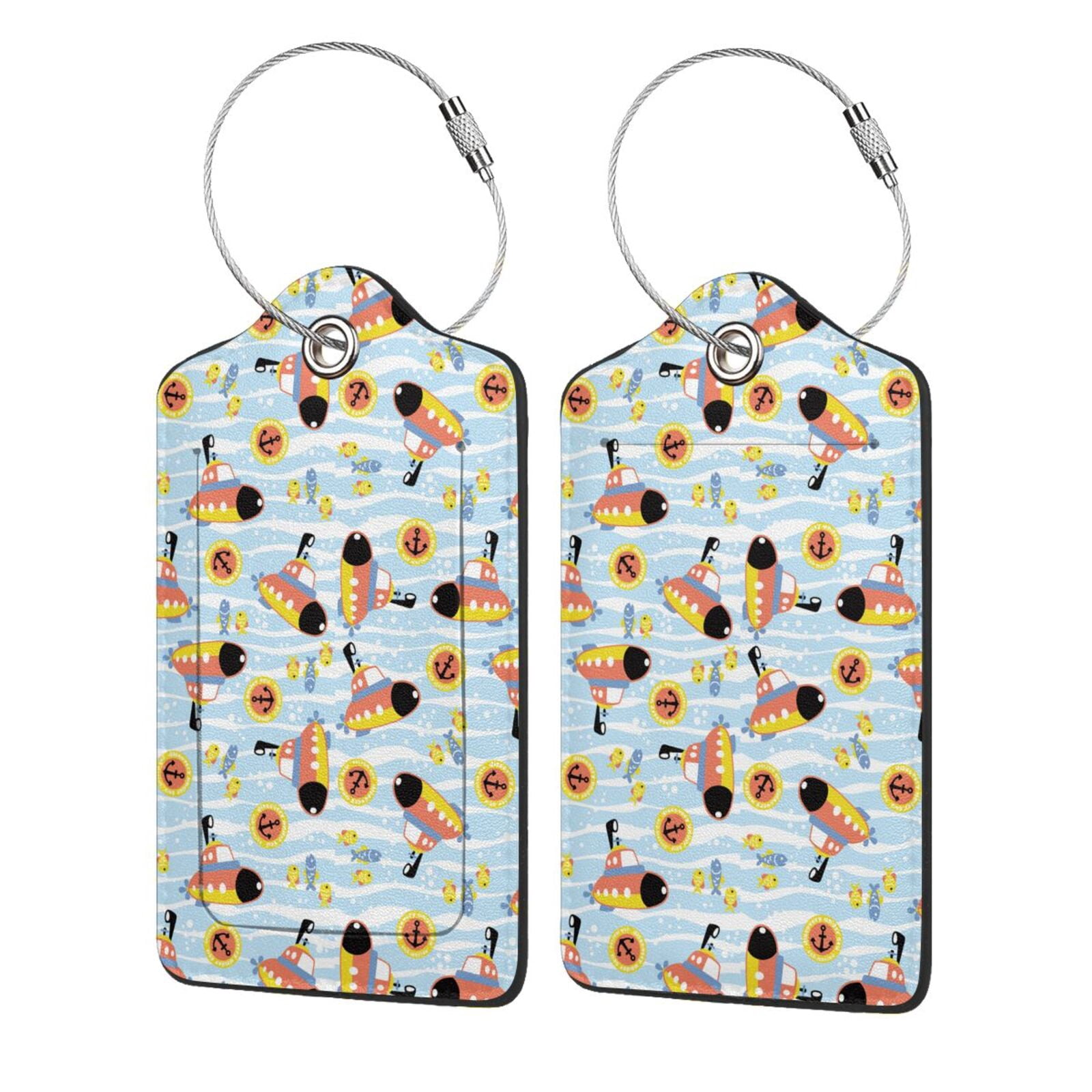 Cauagu Submarine With Fishes Undersea Pattern Luggage Tags,Leather ...