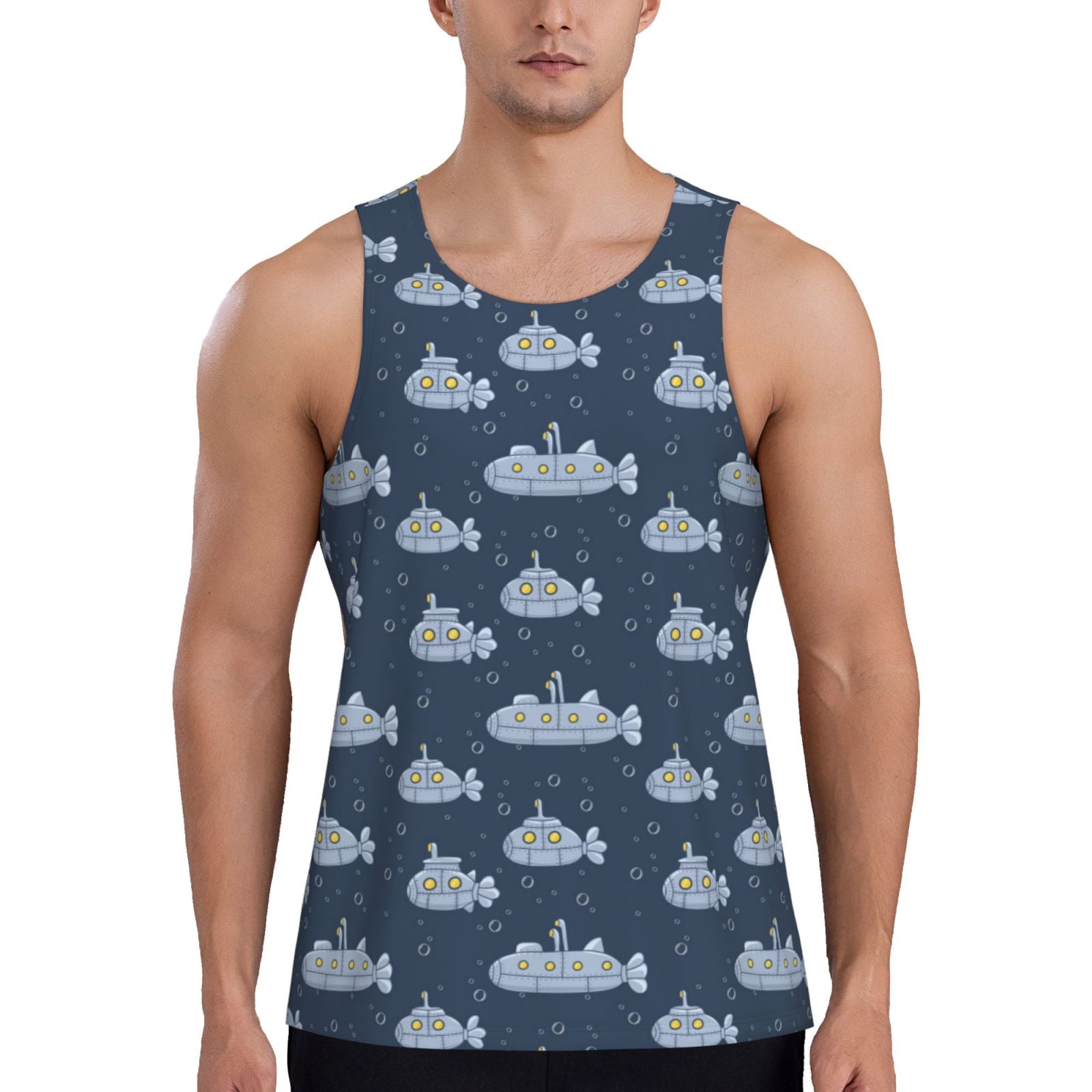 Cauagu Submarine With Periscope Print Men's Sleeveless Muscle Shirts ...