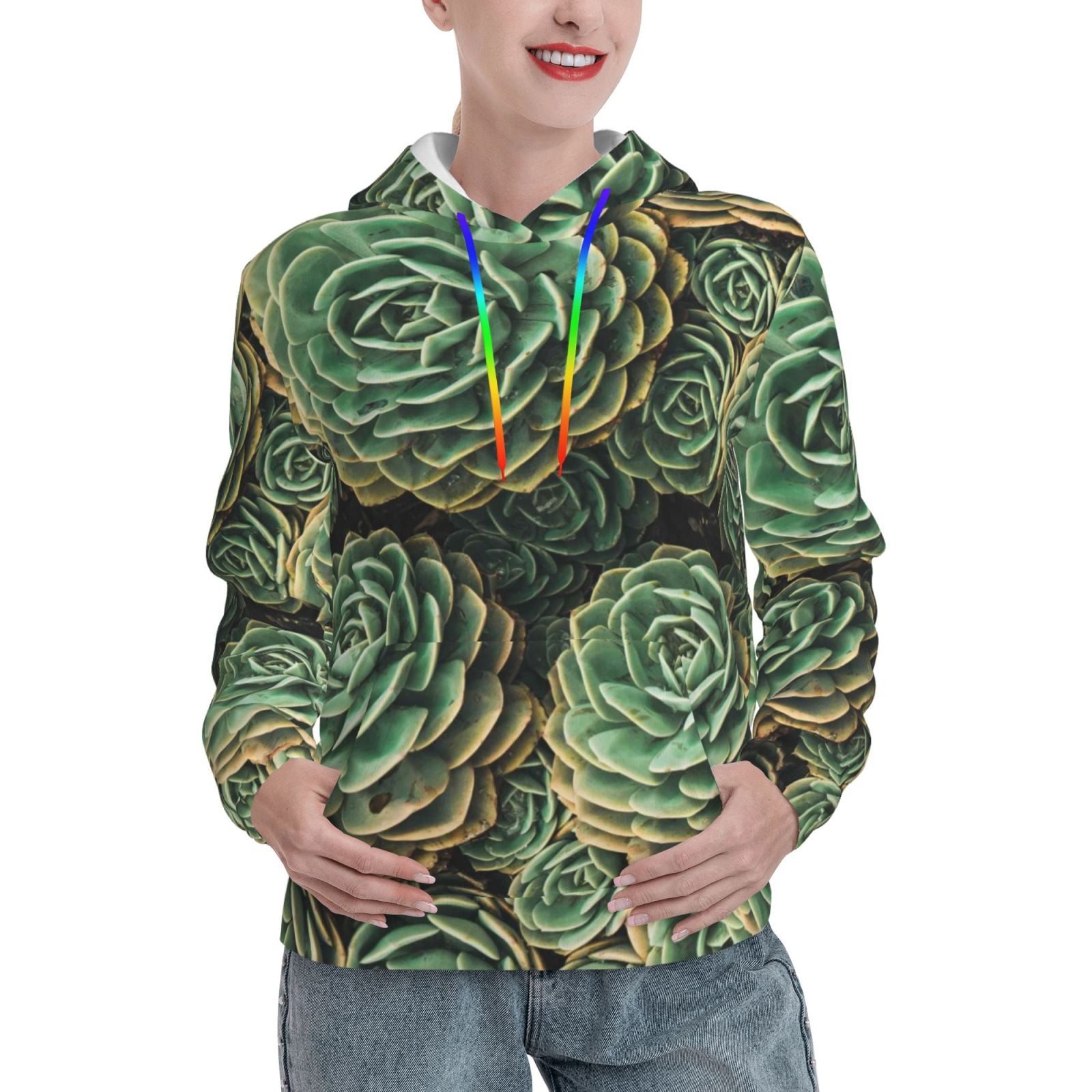 Cauagu Succulents for Women's Hooded Sweatshirts Pullover Hoodie for Women Fall Workout Sweat ...
