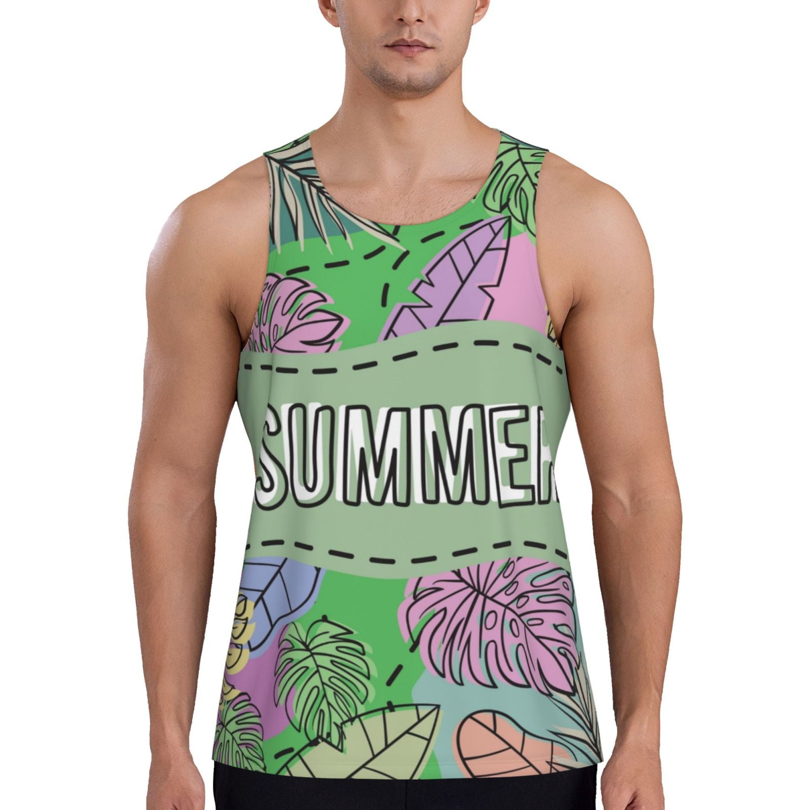 Cauagu Summer Print Men's Sleeveless Muscle Shirts,Tank Tops Quick Dry ...