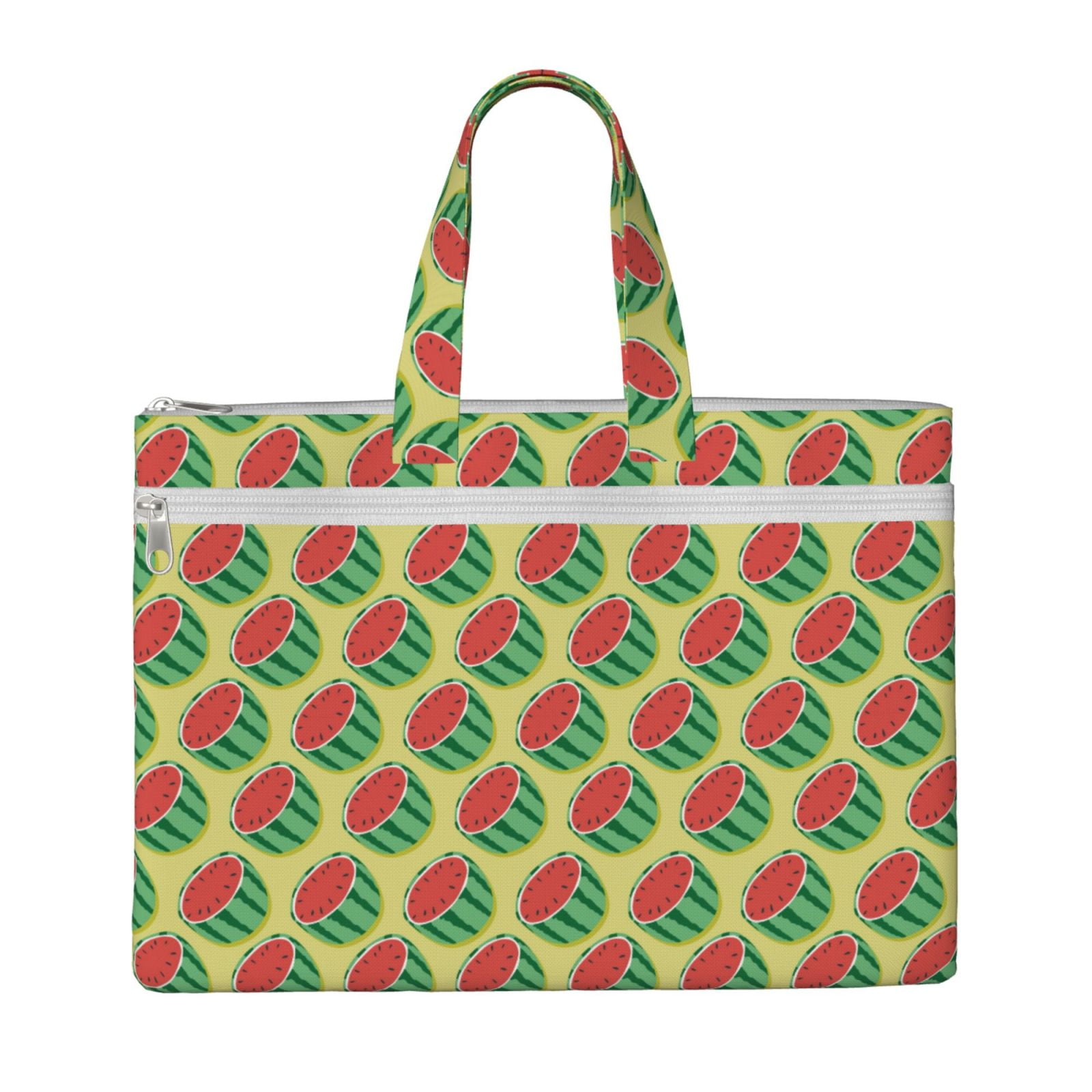 Cauagu Summer Watermelon Pattern Canvas Tote File Bag, Zipper Tote Bag ...
