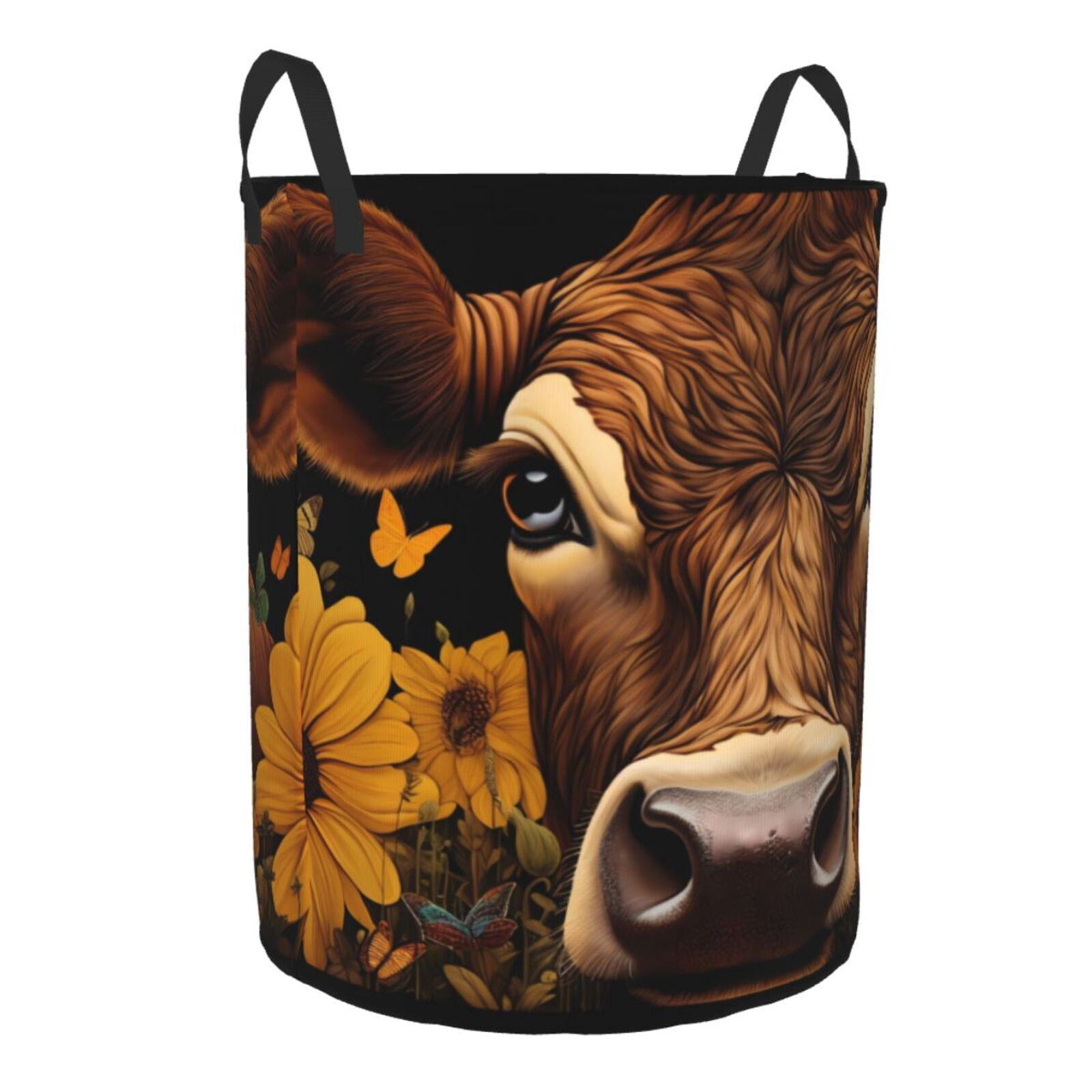 Cauagu Sunflower Butterfly Cow for Laundry Basket,Collapsible Organizer ...