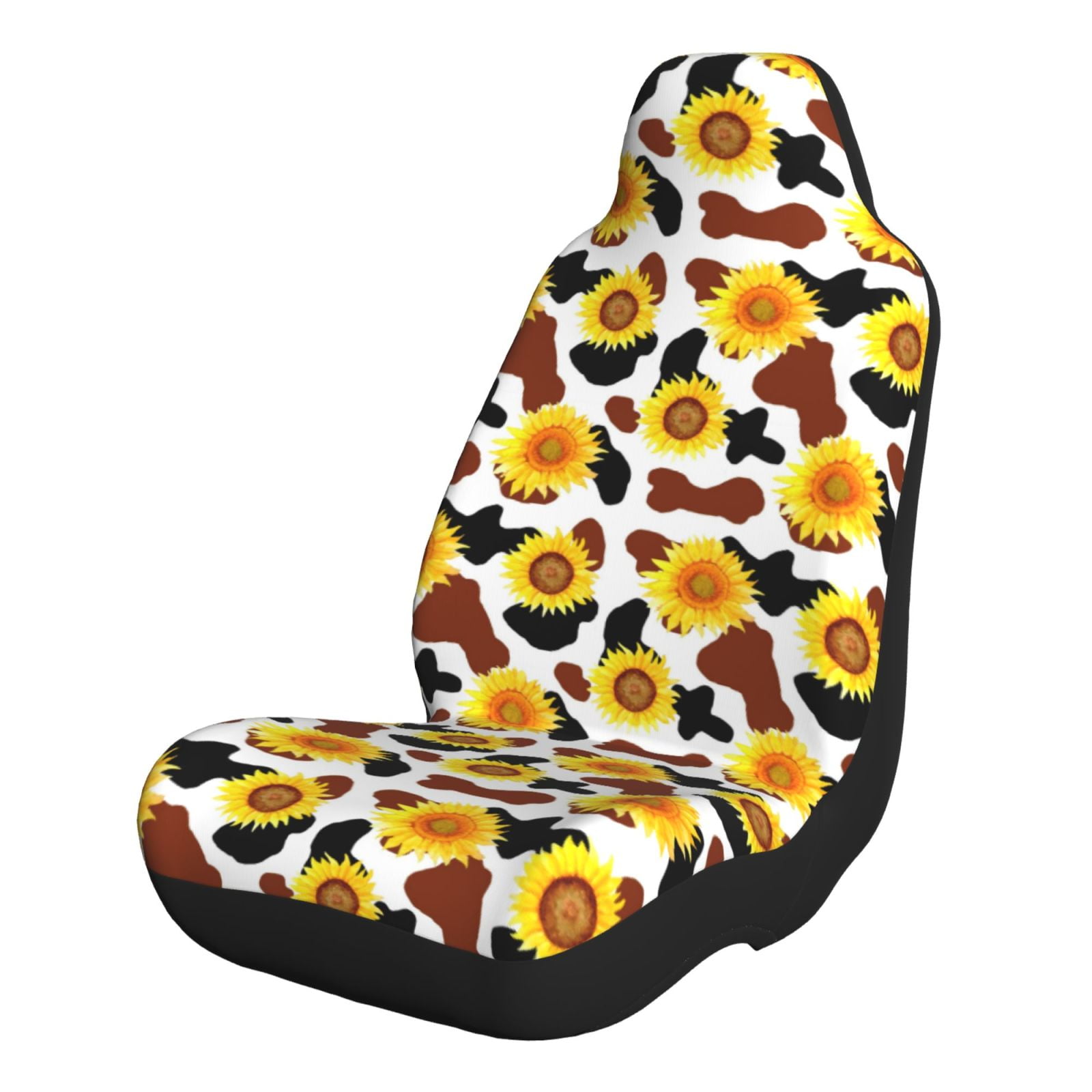 Cauagu Sunflower Cow Print Car Seat Covers,Universal Automotive Seat ...