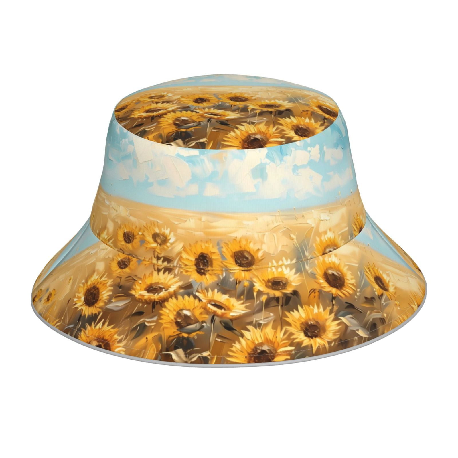 Cauagu Sunflower Field Bliss for Unisex Bucket Hat,Outdoor Summer Beach ...