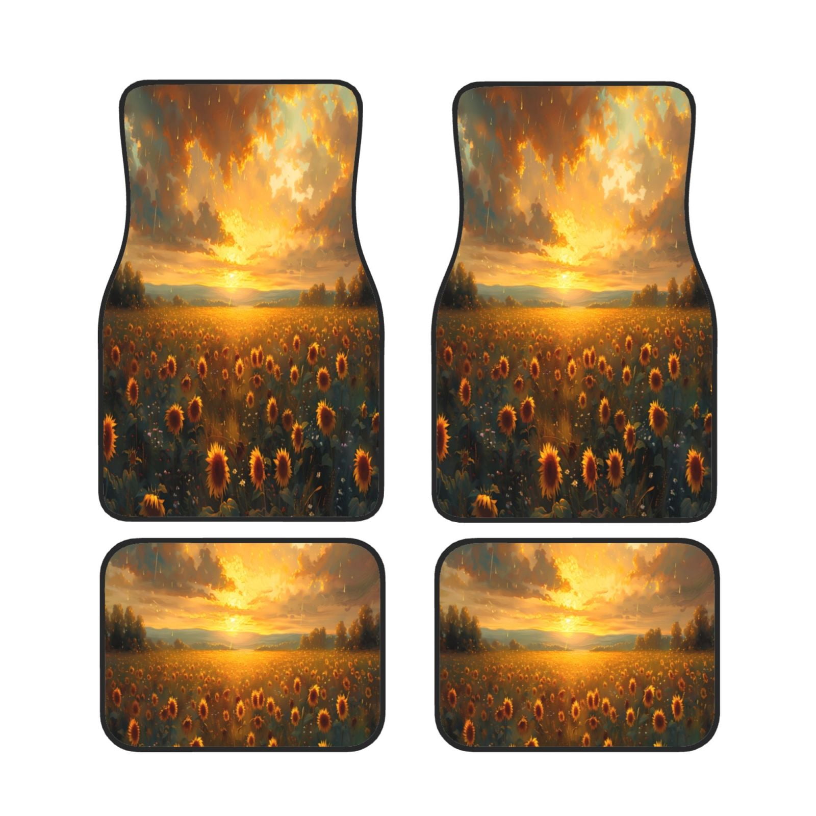 Cauagu Sunflower Sunset Rainfall Pattern Car Floor Mat Set of 4,Car ...