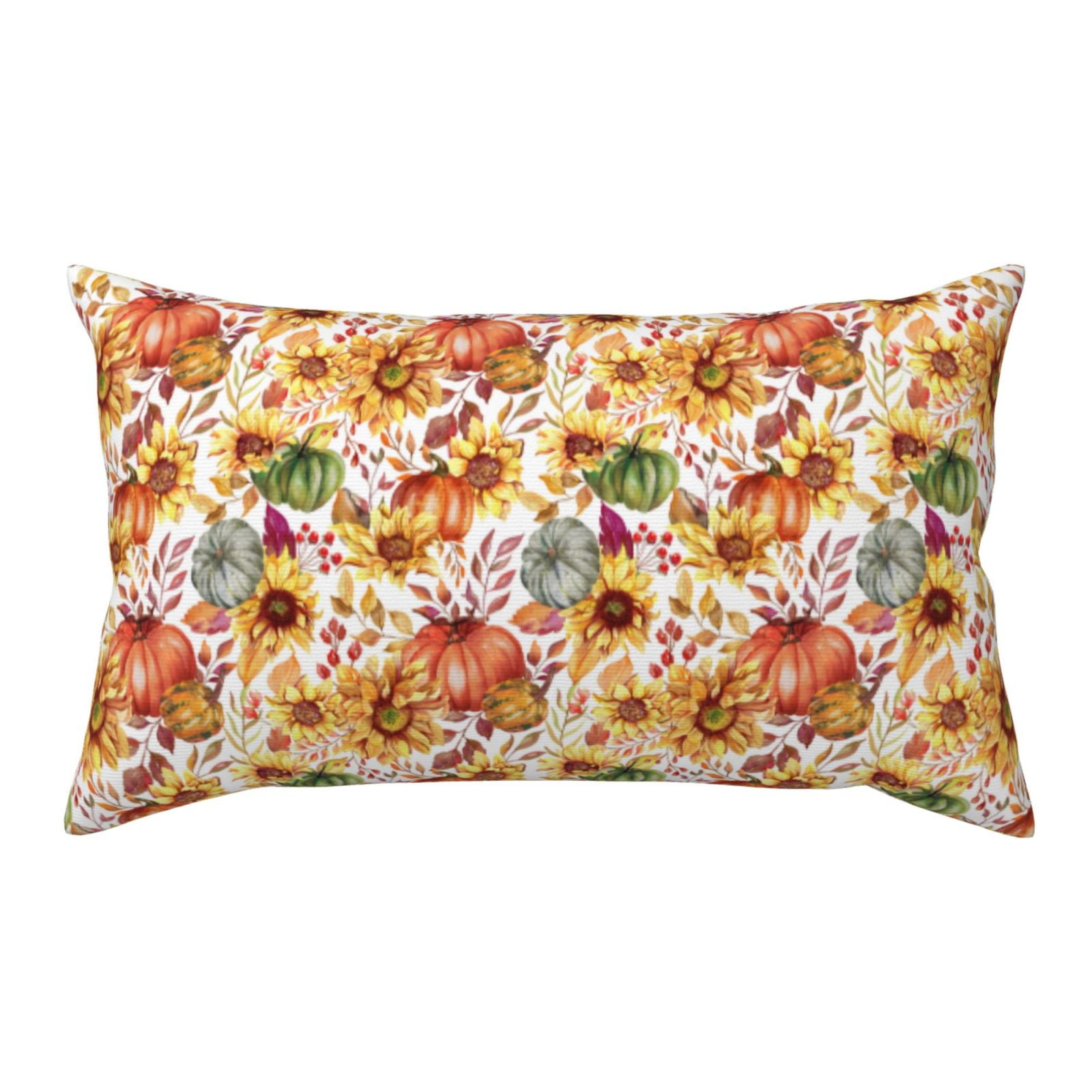 Cauagu Sunflowers Pumpkins And Autumn Leaves Print Pillowcase with ...