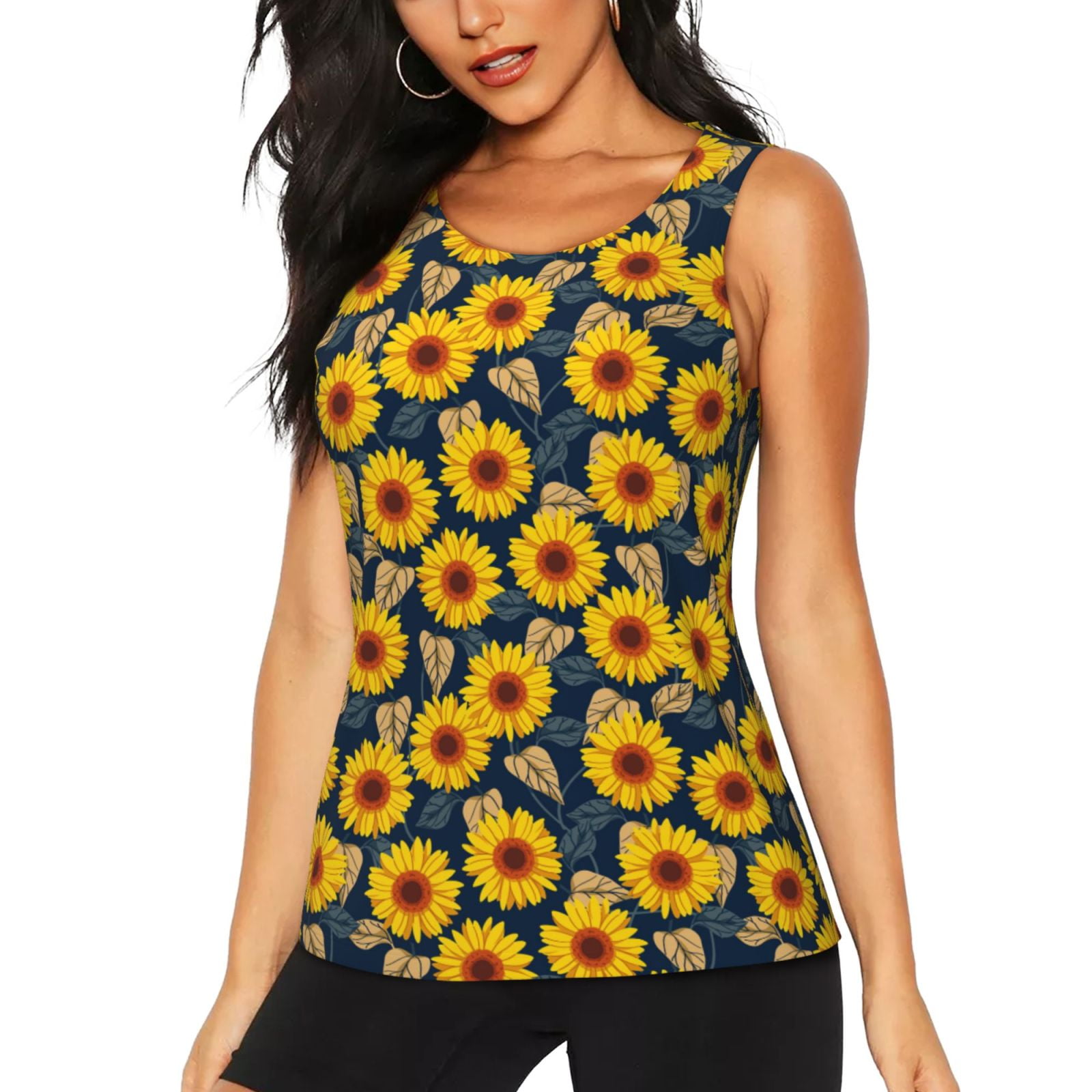 Cauagu Sunflowers for Women's Workout Tank Tops Sleeveless Running ...