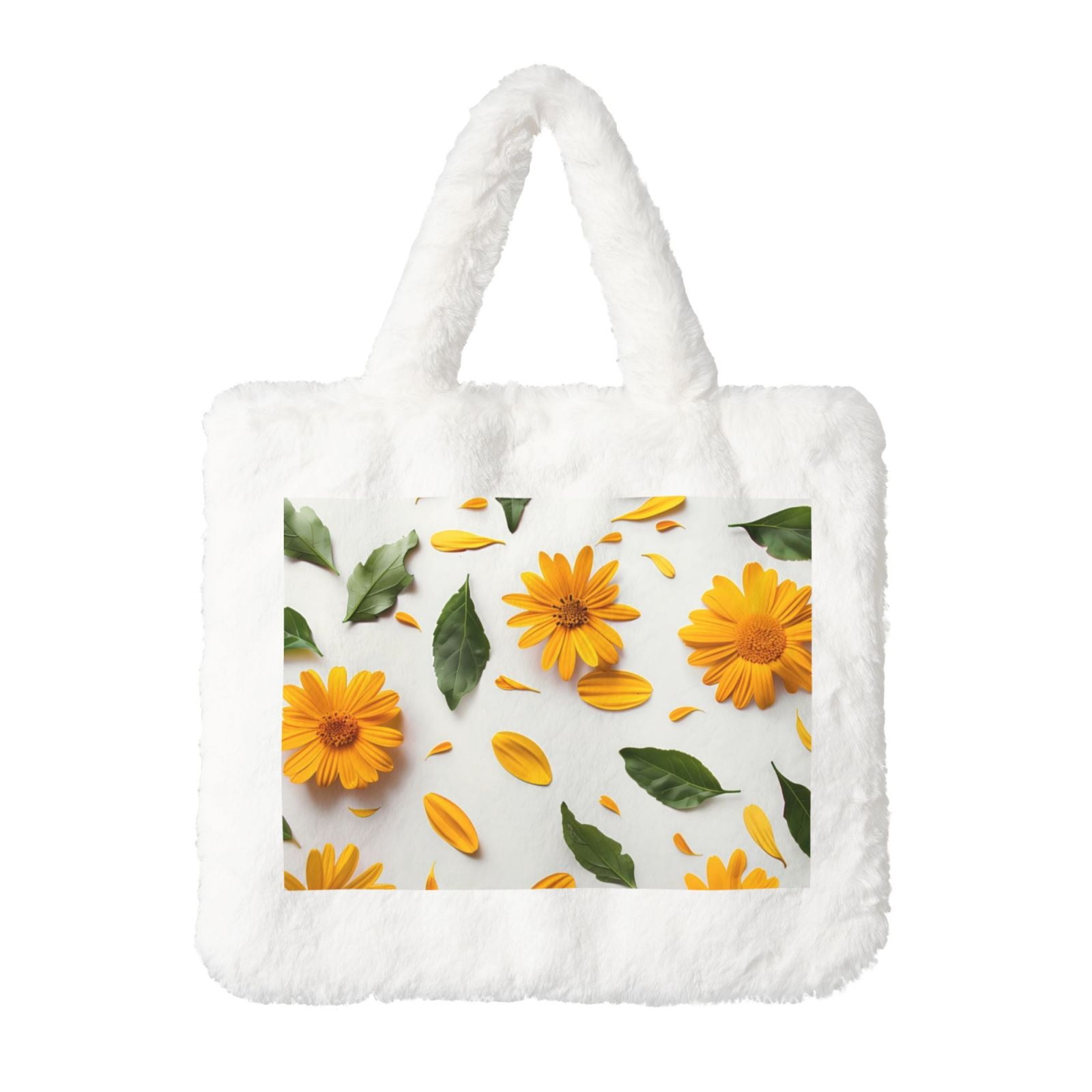 Cauagu Sunny Yellow SunFlower Pattern Women's Plush Tote Bag,Soft ...