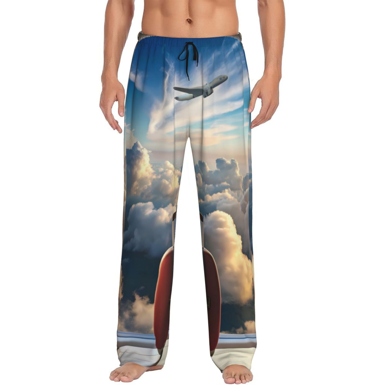 Cauagu Sunset Airplane Travel View Mens Pajama Pants Sleep & Lounge ...