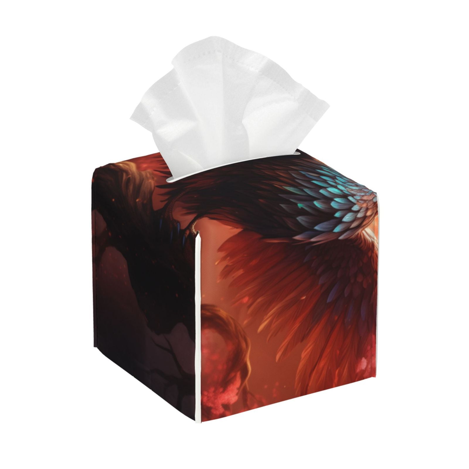 Cauagu Sunset Blossoms Phoenix Perch Print Tissue Box Cover,Leather ...