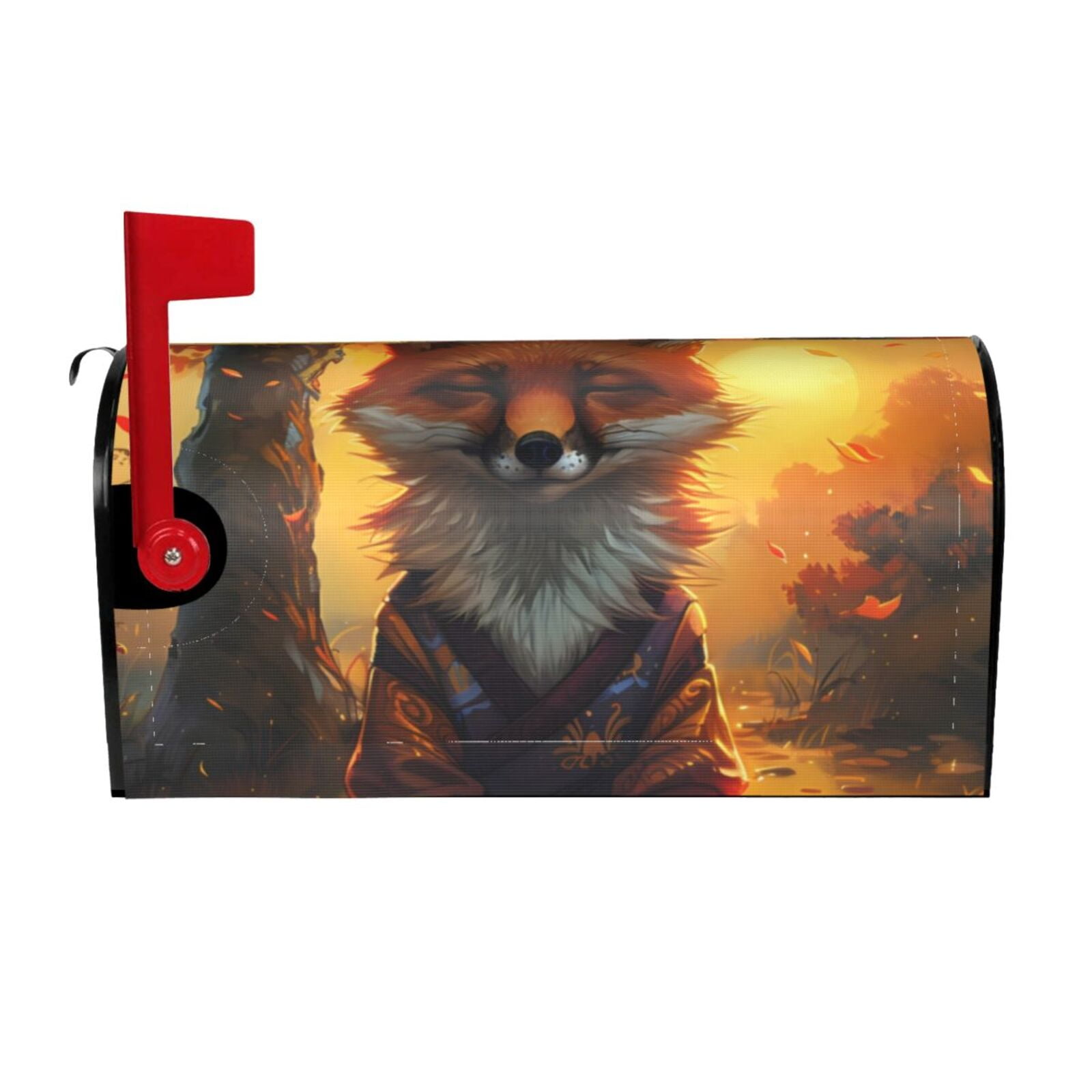 Cauagu Sunset Maple Tree Fox Pattern Magnetic Mailbox Covers, Mailbox ...