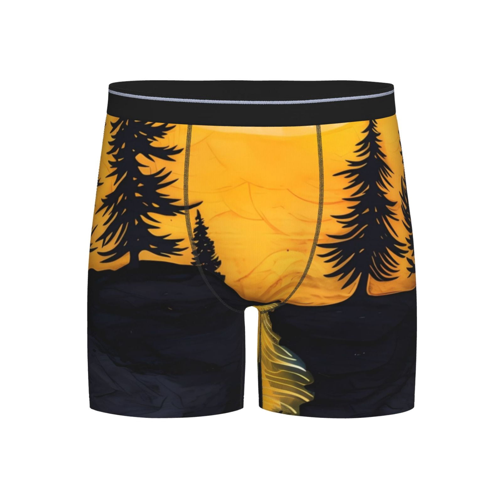 Cauagu Sunset River Pine Trees Print Men's Boxer Briefs, Funny & Cute ...