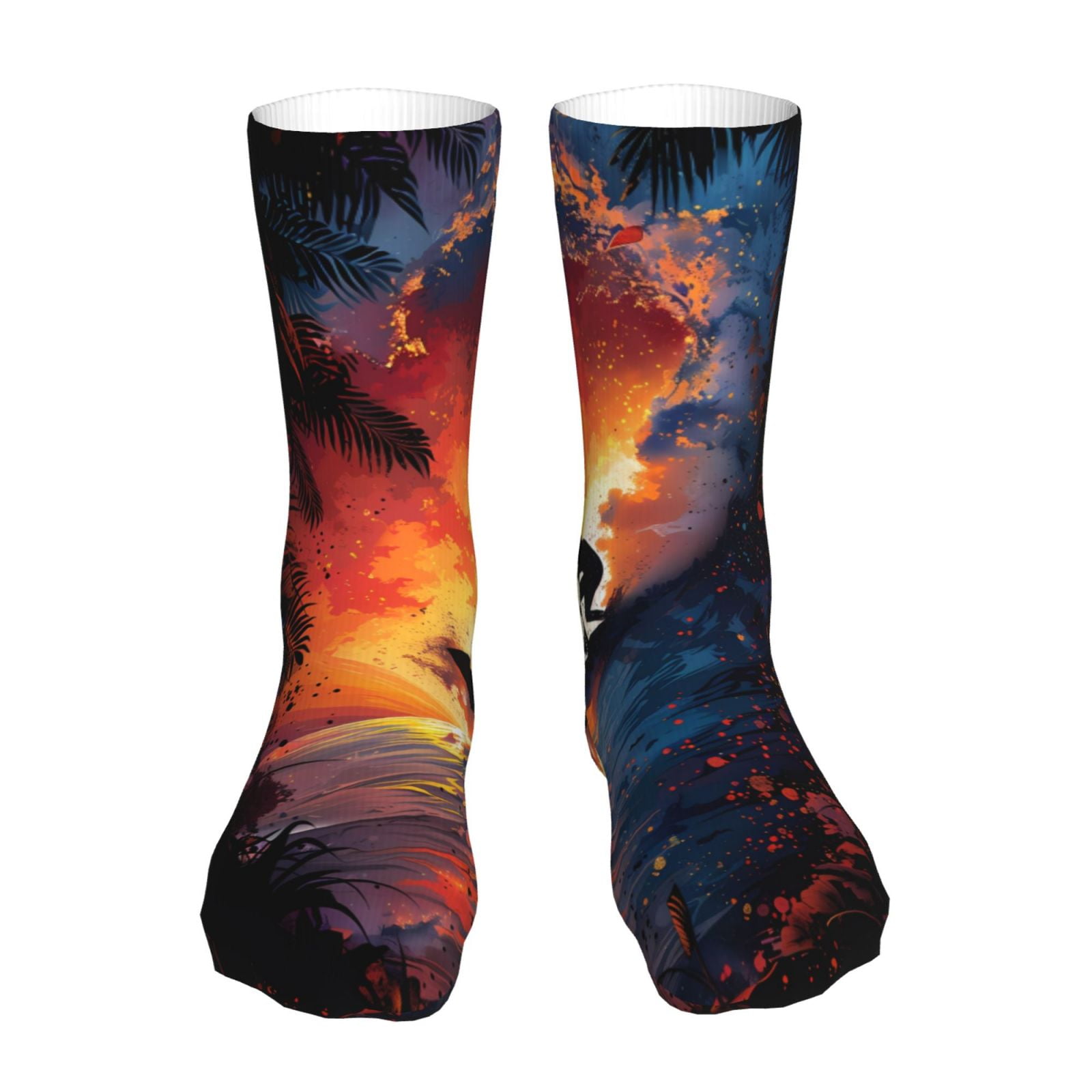 Cauagu Sunset Surfing Silhouette Pattern Fun Novelty Crew Socks,Casual ...
