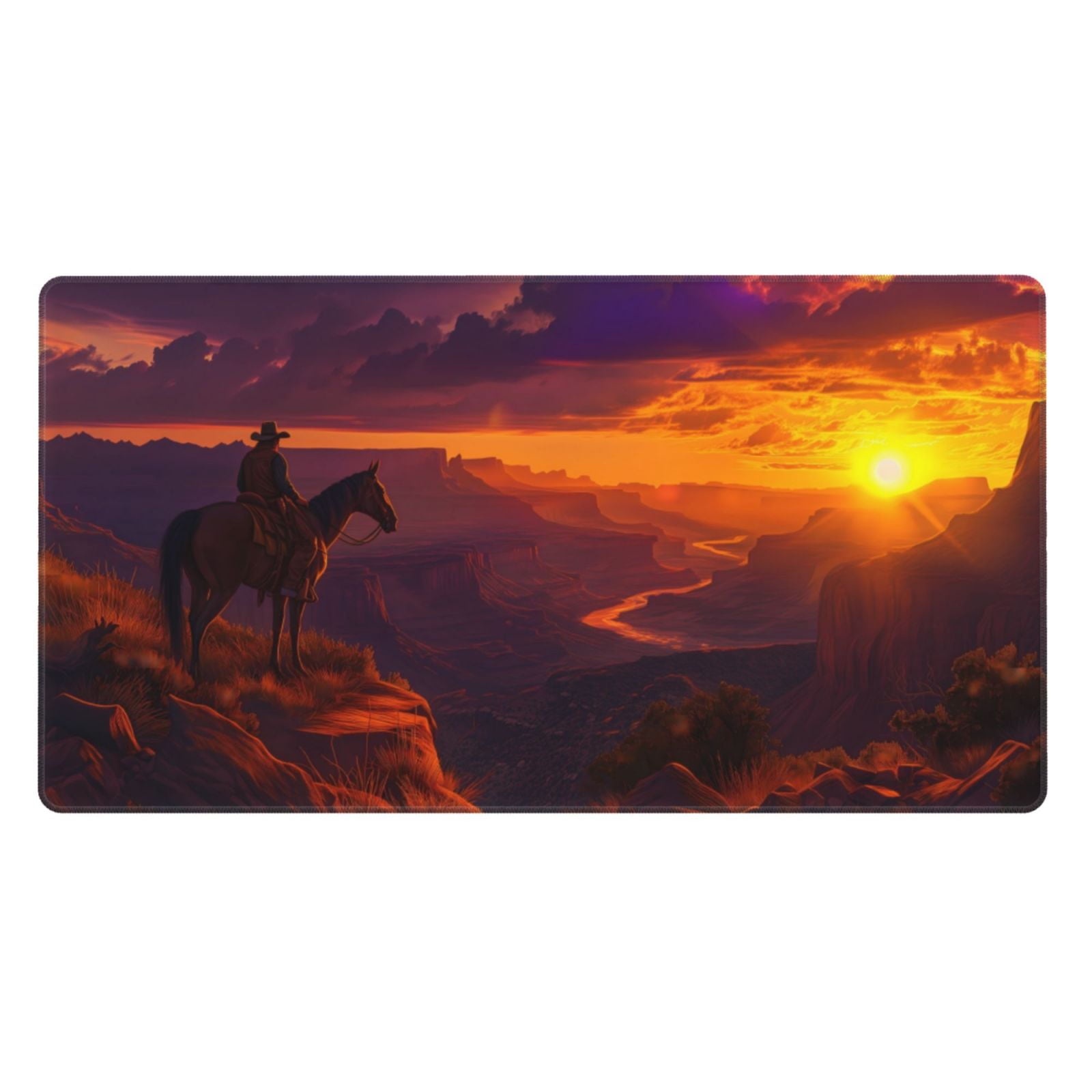 Cauagu Sunset Valley Western Cowboy for Large Mouse Pad,XXL Extended ...