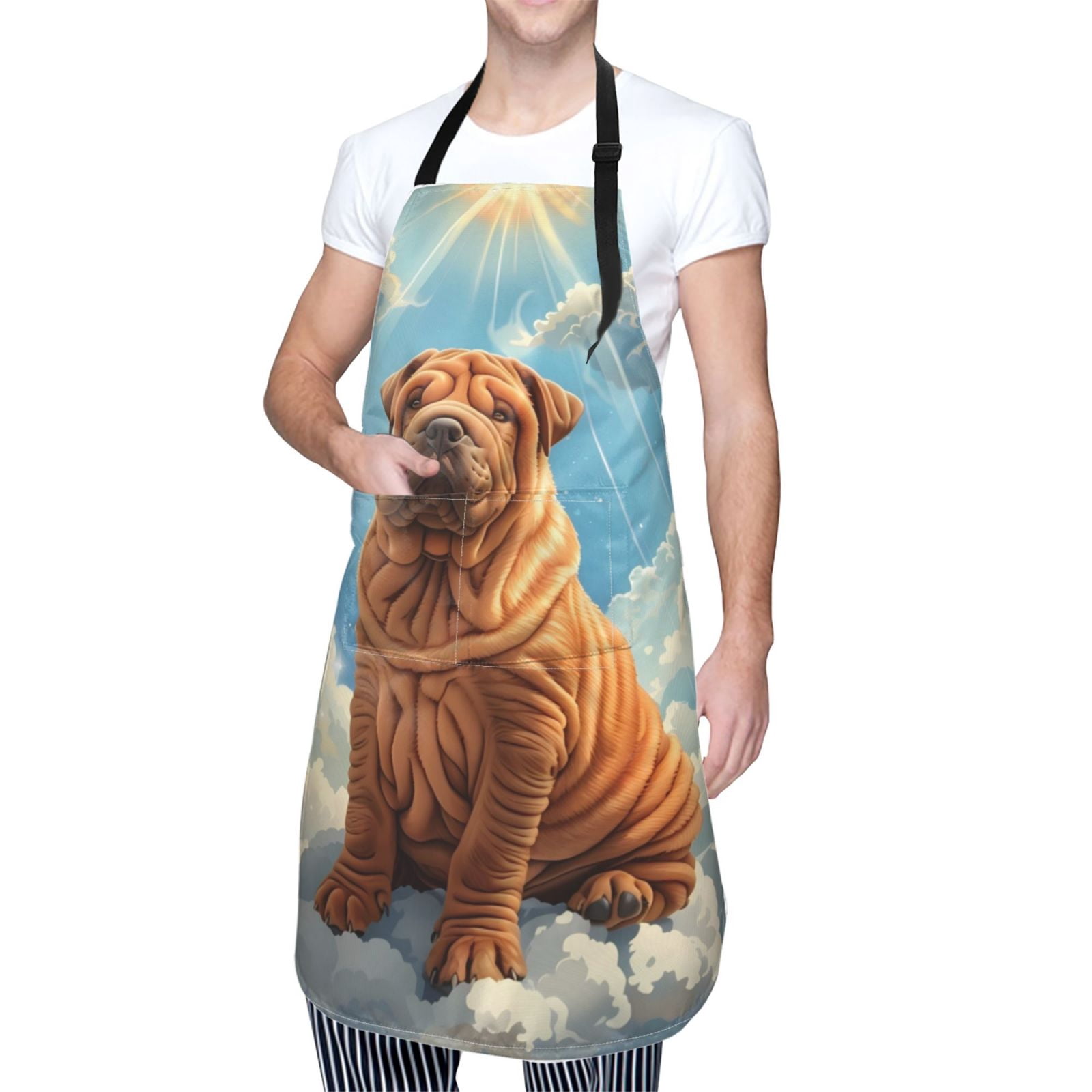Cauagu Sunshine Cloud Bulldog Aprons with Pockets,Waterproof Apron for ...