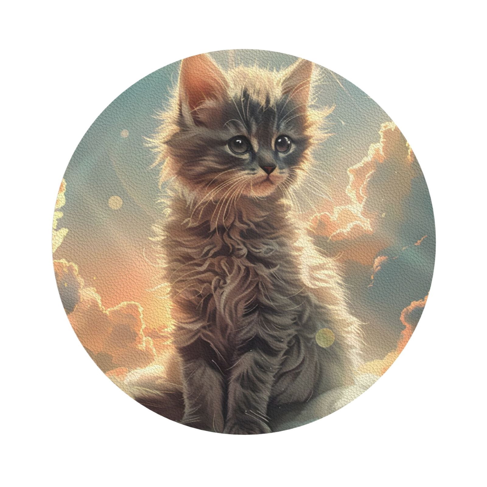 Cauagu Sunshine Cloud Kitten for Round Coaster,Drink Coasters Set of 4 ...
