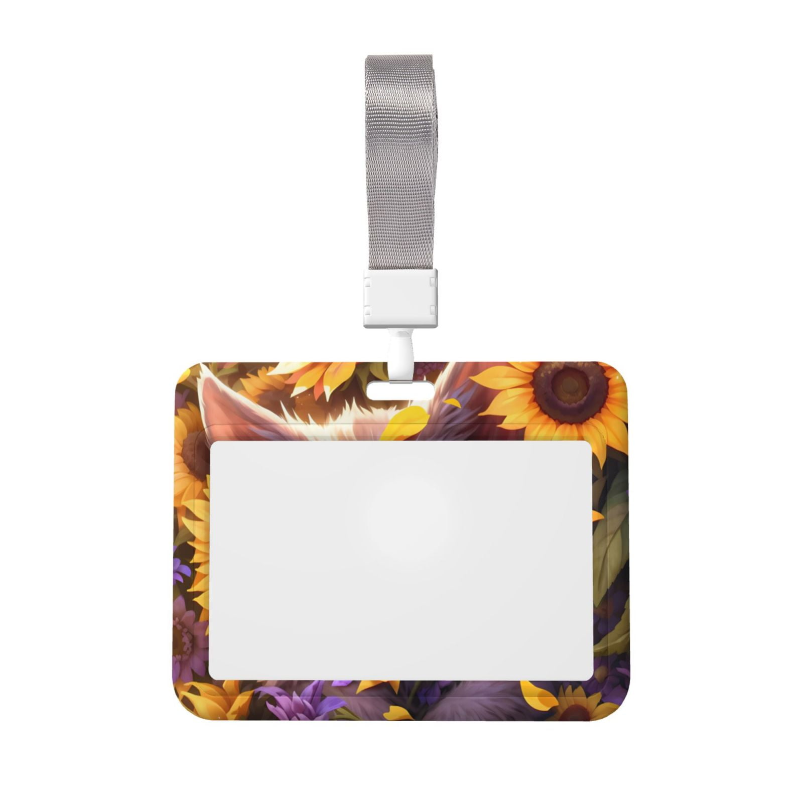 Cauagu Sunshine Cute Cat Sunflower for ID Badge Holder,Badge Holder ...