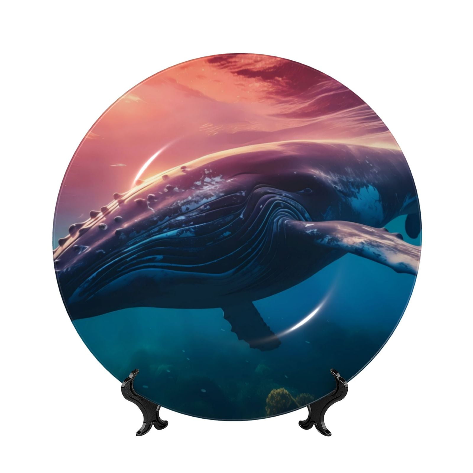 Cauagu Sunshine Ocean Whale Print Bone China Decorative Plate, Wall ...