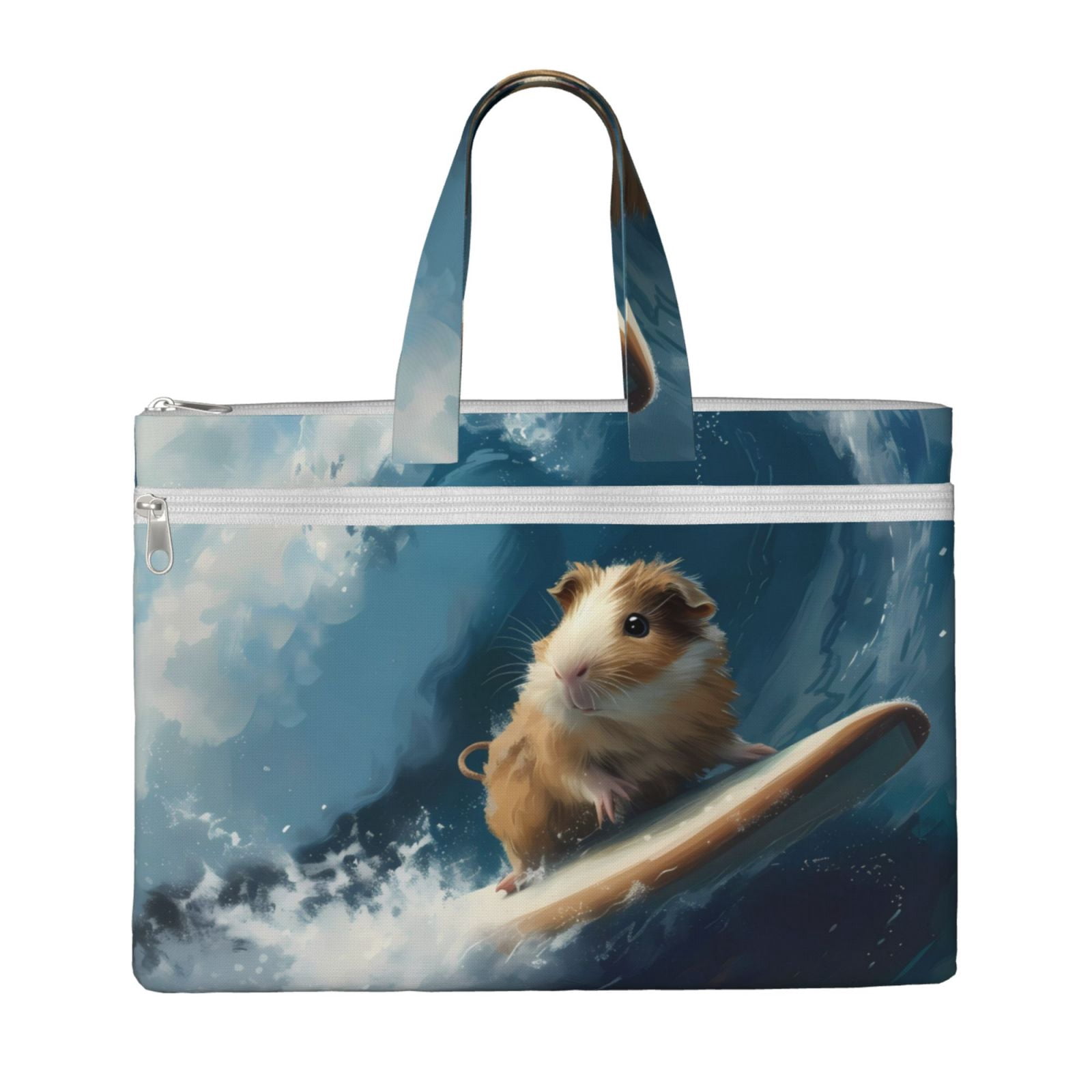 Cauagu Surfing Guinea Pig Pattern Canvas Tote File Bag, Zipper Tote Bag ...